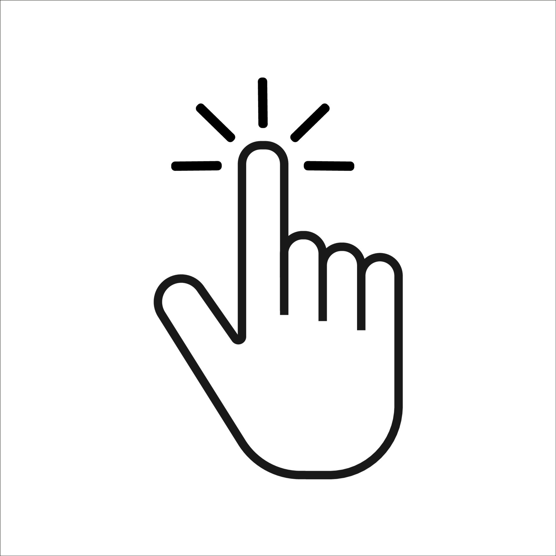 Push button. Hand icon on white background. Cursor of computer mouse. Vector illustration ...