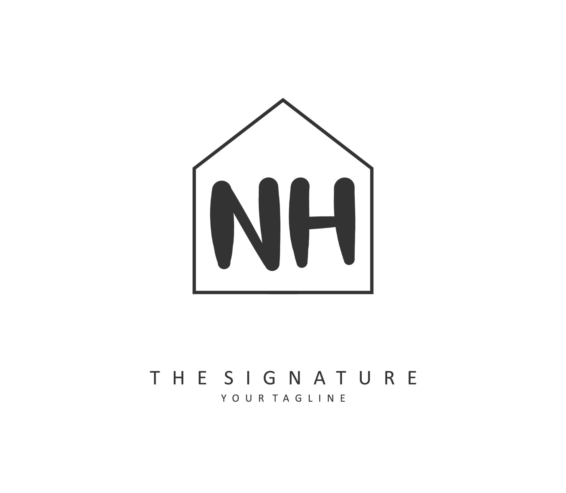 N H NH Initial letter handwriting and signature logo. A concept ...