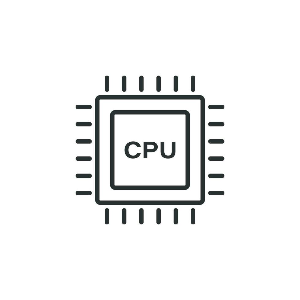 Cpu For Computer And Smartphone Icon In Flat Style Processor Chipset