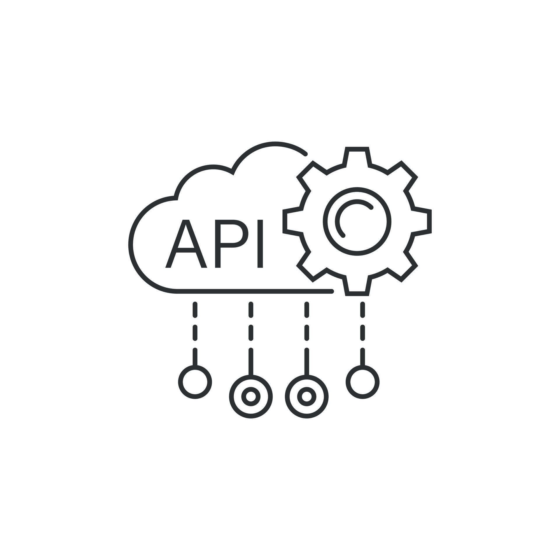 API icon in flat style. Software integration vector illustration on ...