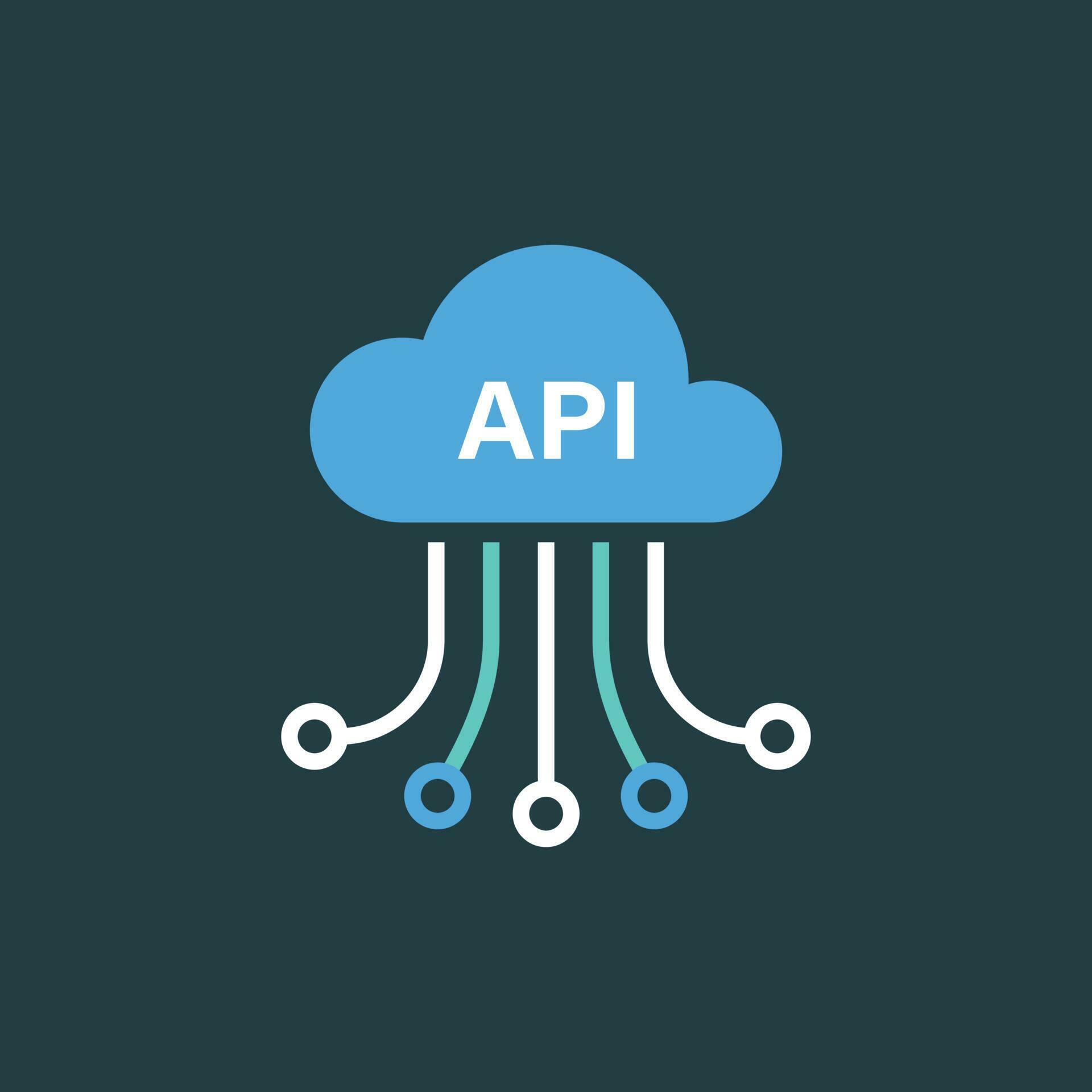 API icon in flat style. Software integration vector illustration on ...