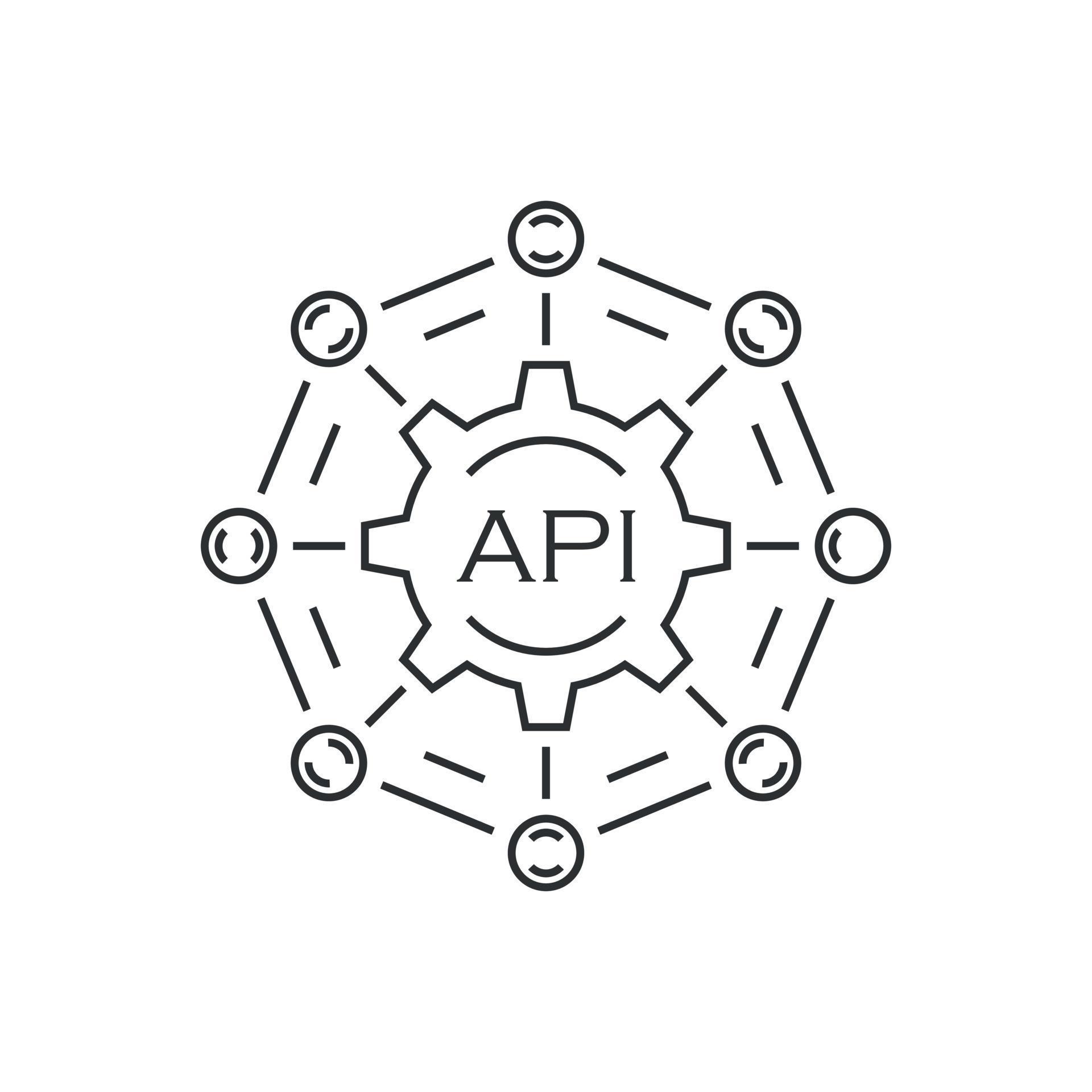 API icon in flat style. Software integration vector illustration on ...