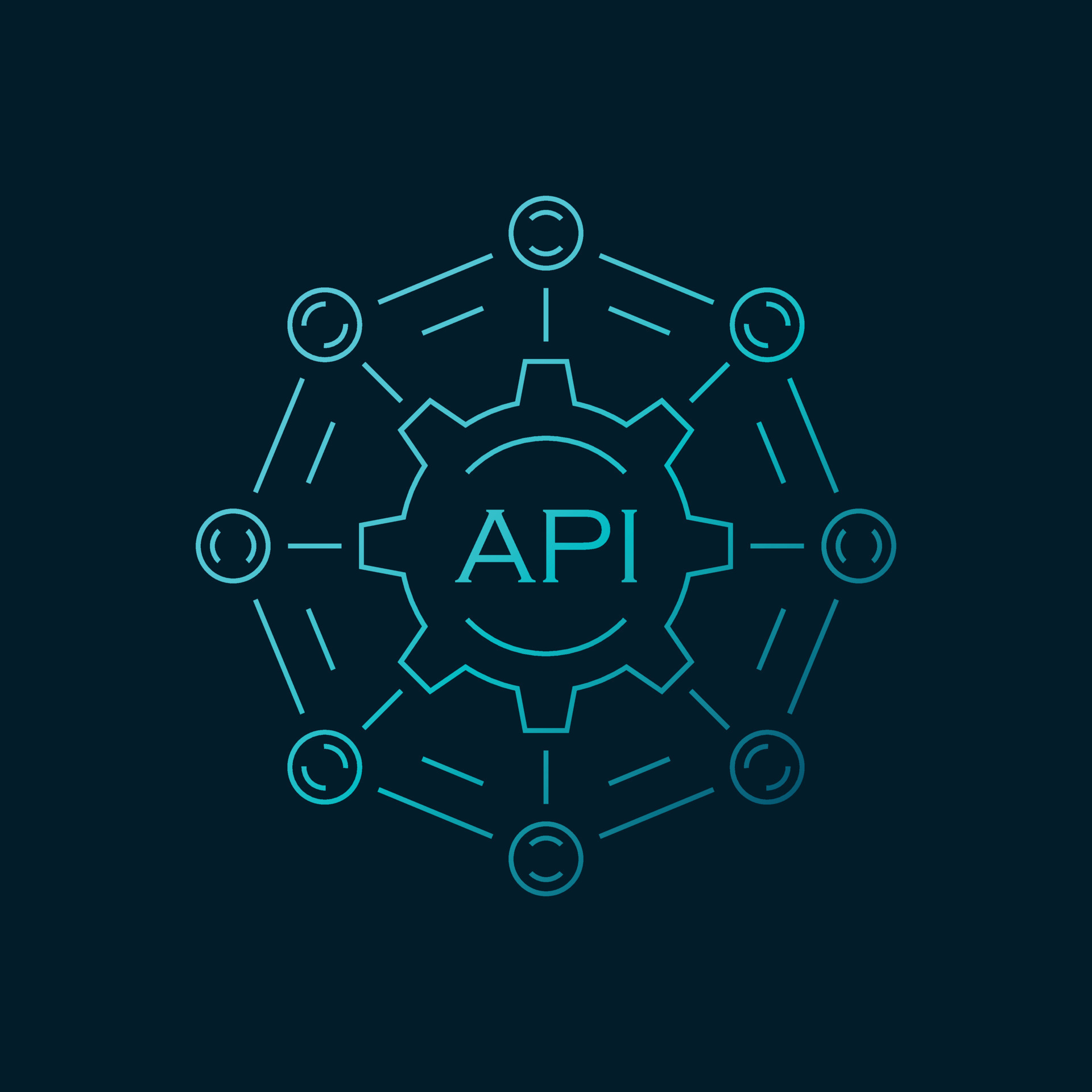 API icon in flat style. Software integration vector illustration on ...