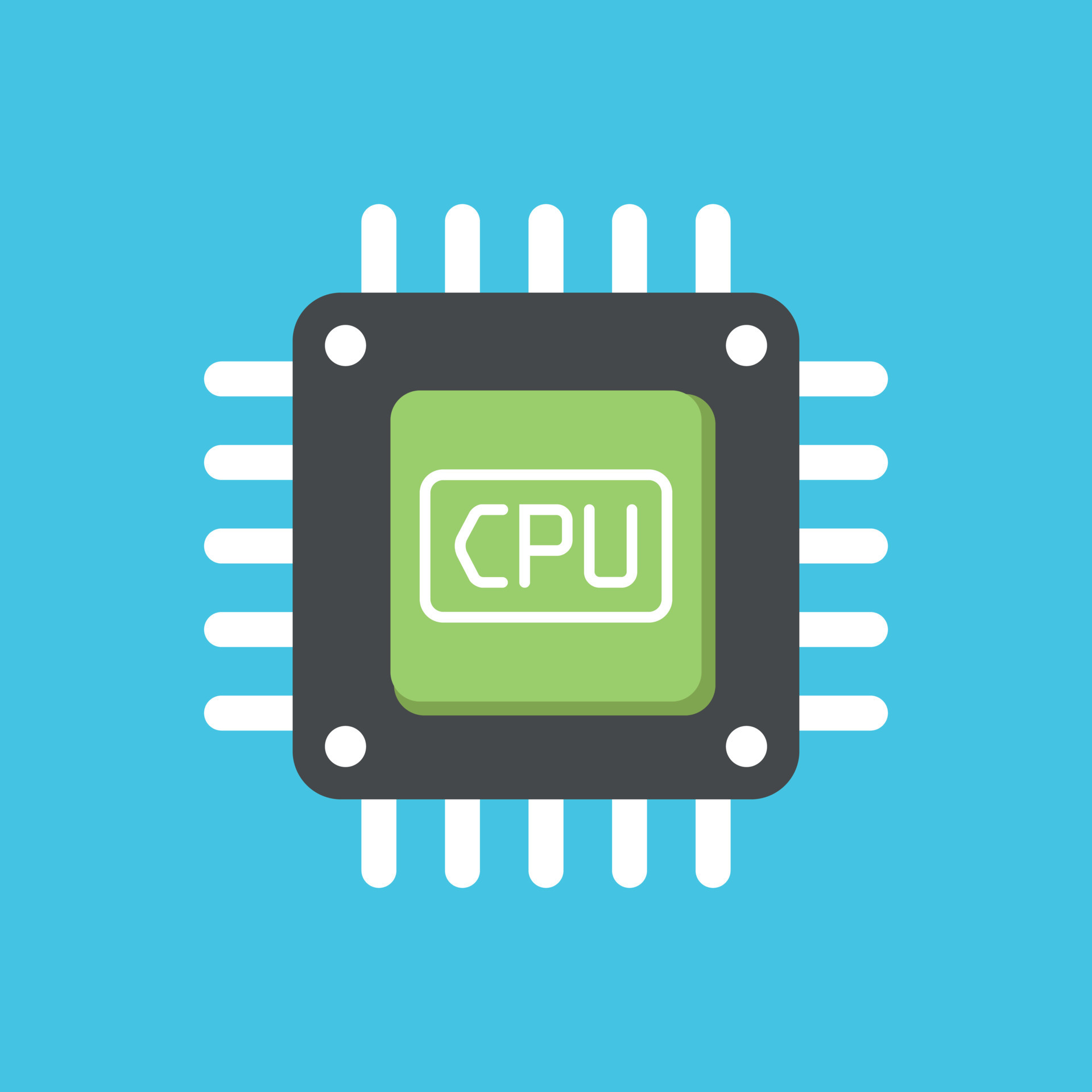 Cpu For Computer And Smartphone Icon In Flat Style Processor Chipset