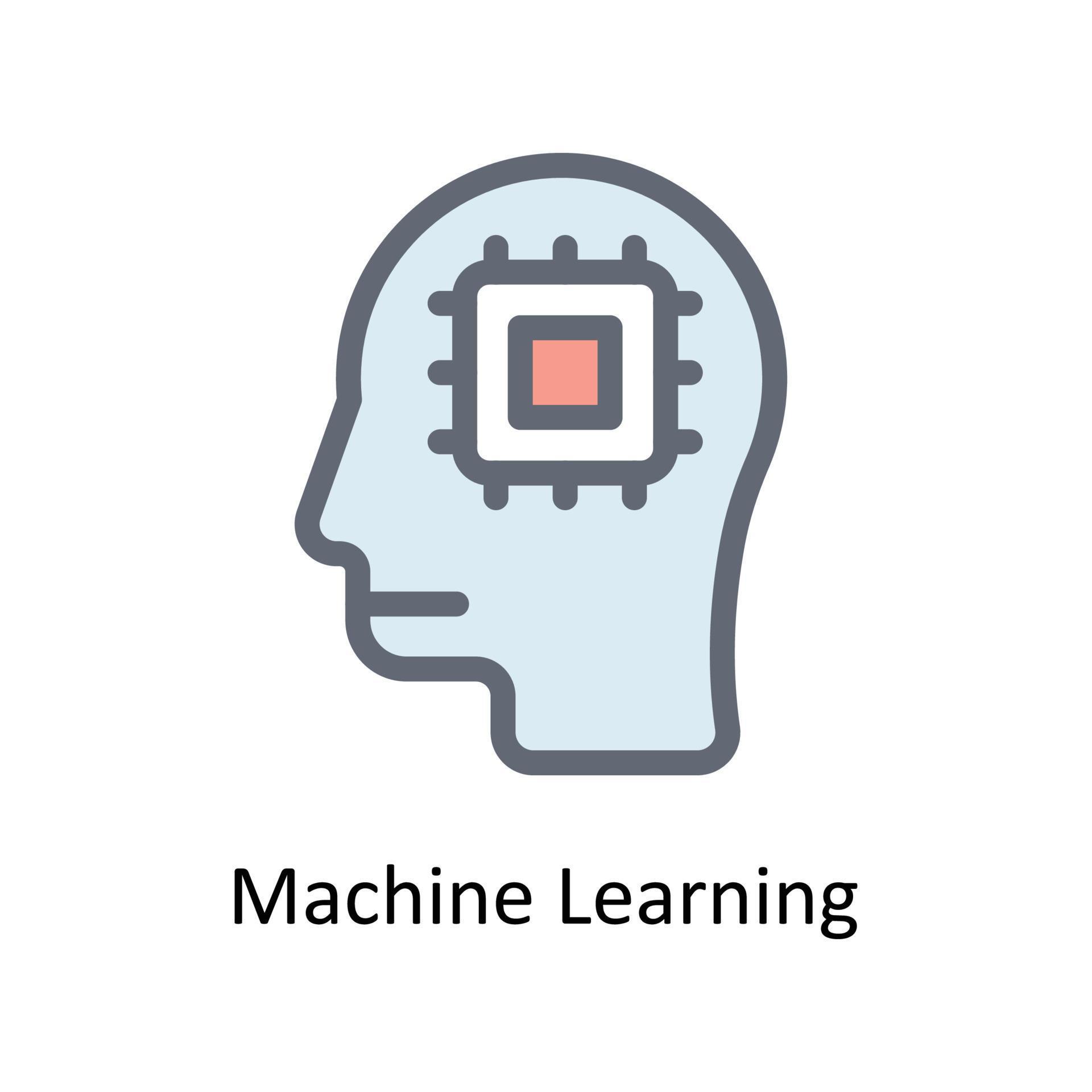 Machine Learning Vector Fill outline Icons. Simple stock illustration ...