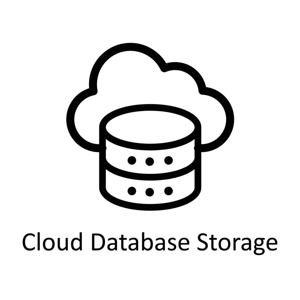 Cloud Database Storage Vector Outline Icons Simple Stock Illustration