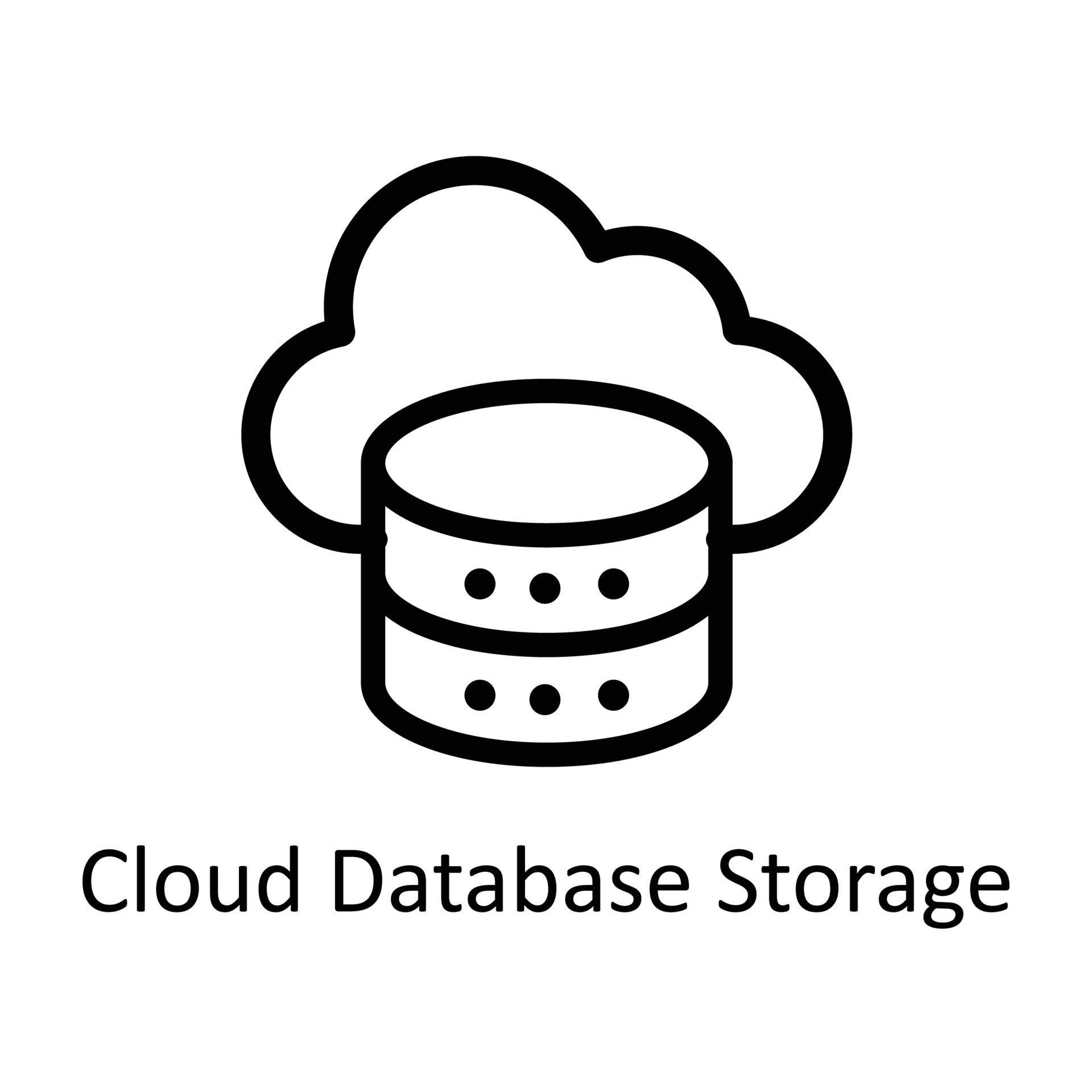 Cloud Database Storage Vector Outline Icons Simple Stock Illustration