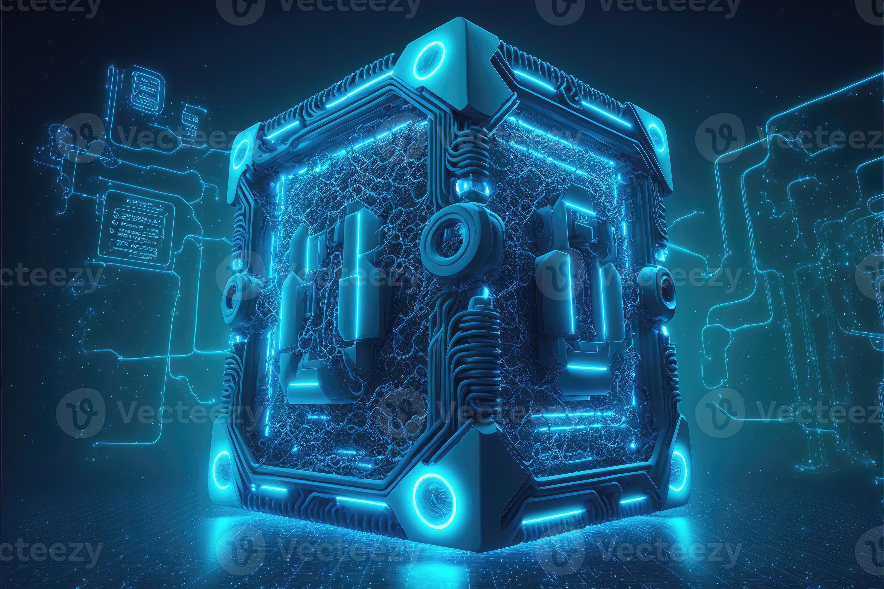 Blockchain Hyperlink Symbol On Binary Code Number Big Data Flow Information Cyber Technology
