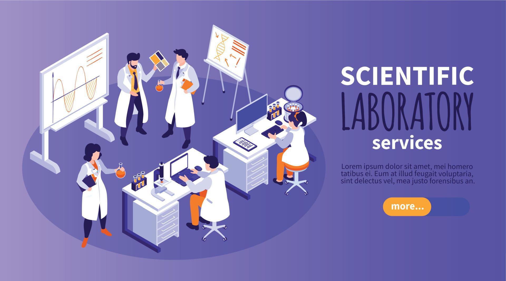 Isometric Scientific Laboratory Banner 21837927 Vector Art At Vecteezy