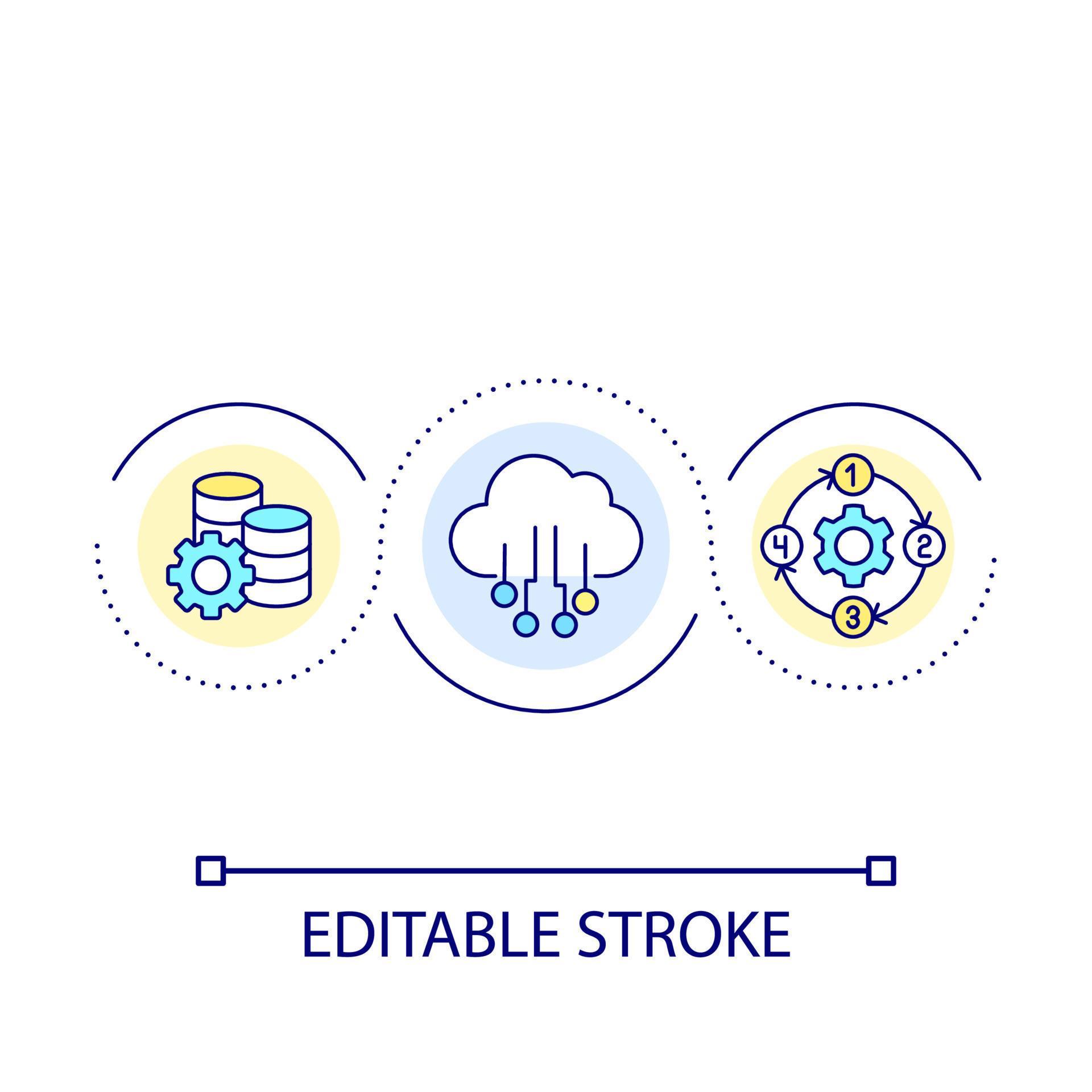Database management loop concept icon. Information storage governance. Cloud computing process ...