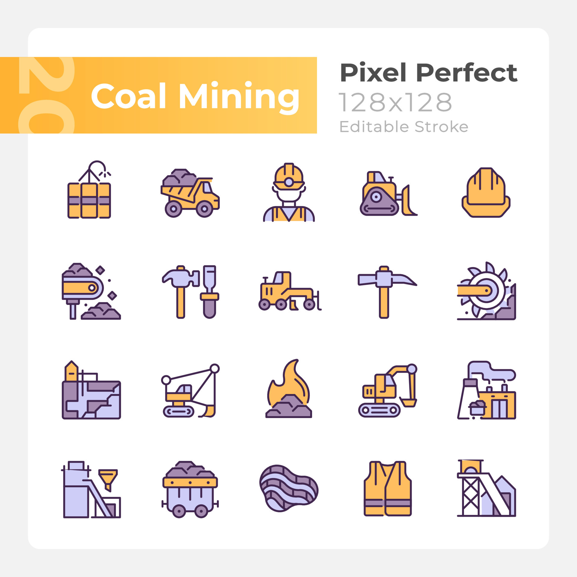 Coal mining pixel perfect RGB color icons set. Personal protective ... Coal mining pixel perfect RGB color icons set. Personal protective ...