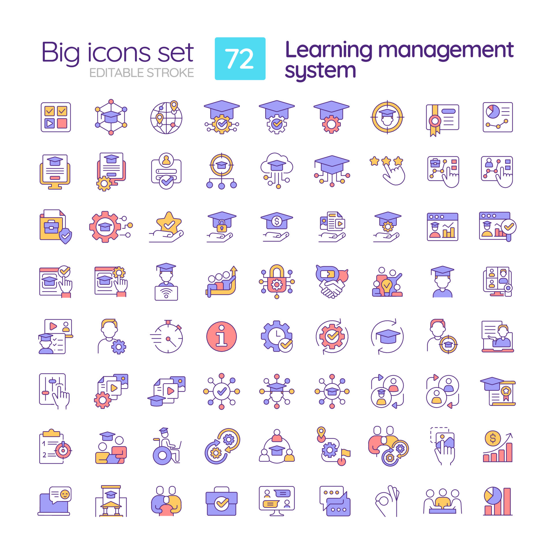 Learning management system RGB color icons set. Software application ... Learning management system RGB color icons set. Software application ...