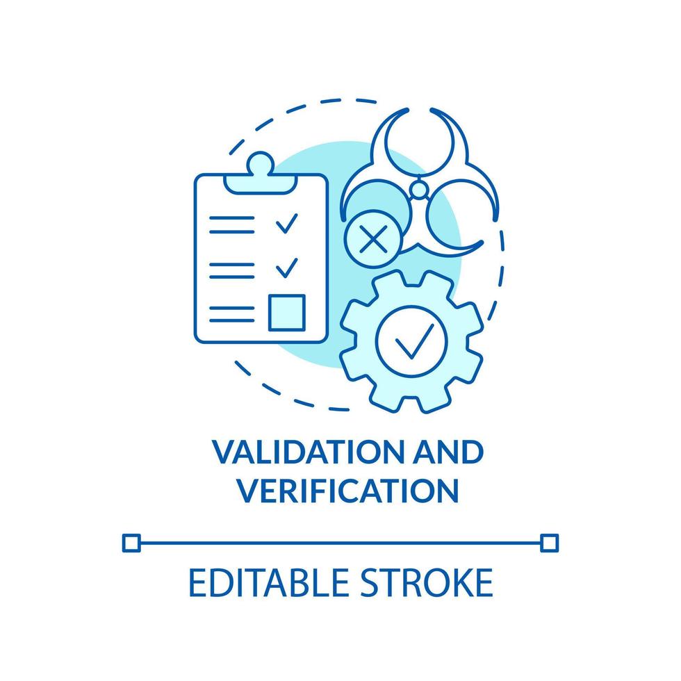 Validation and verification turquoise concept icon. Action plan. HACCP ...