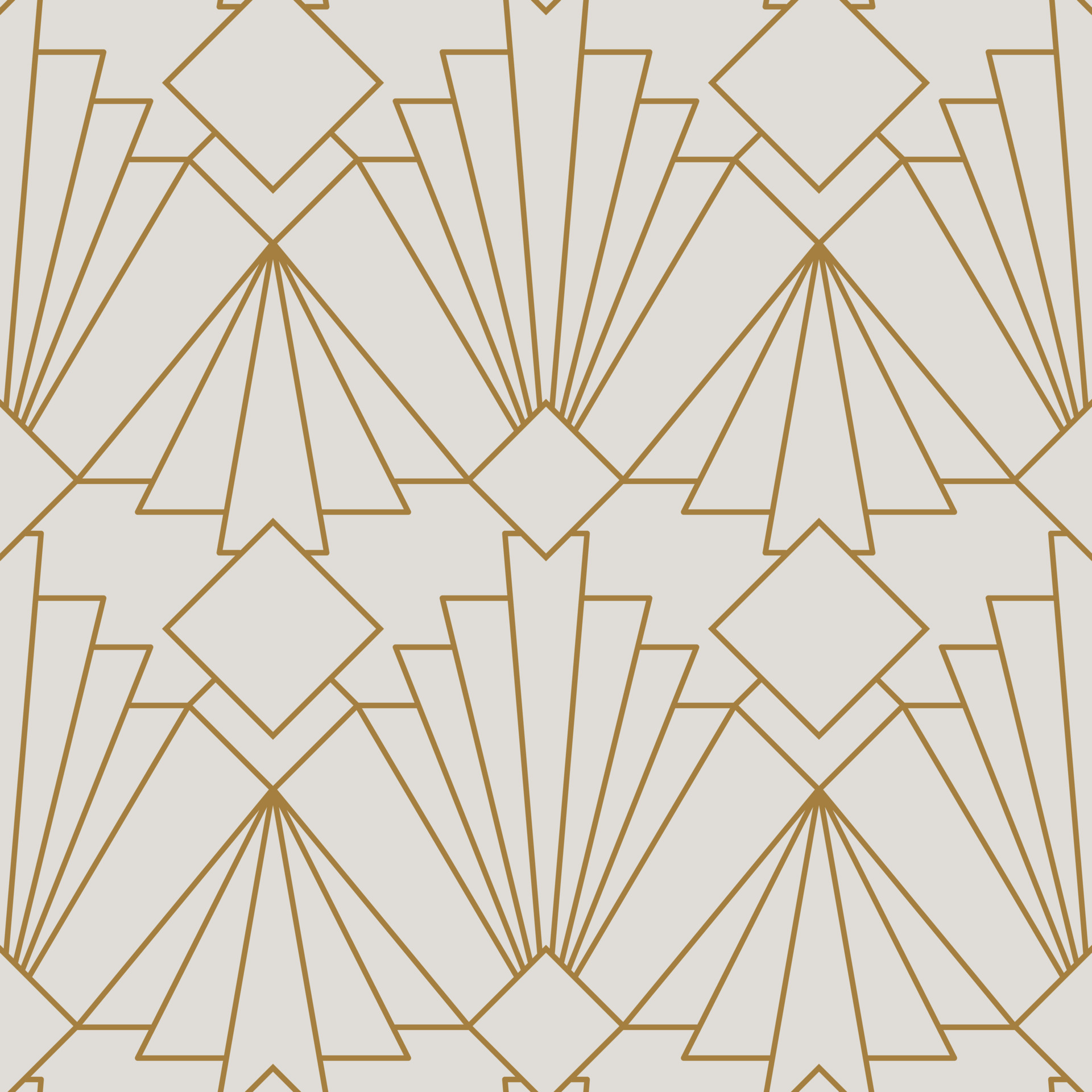 Vintage Art Deco Seamless Pattern Line Art Geometric Gold Shapes Modern Ornaments Vector