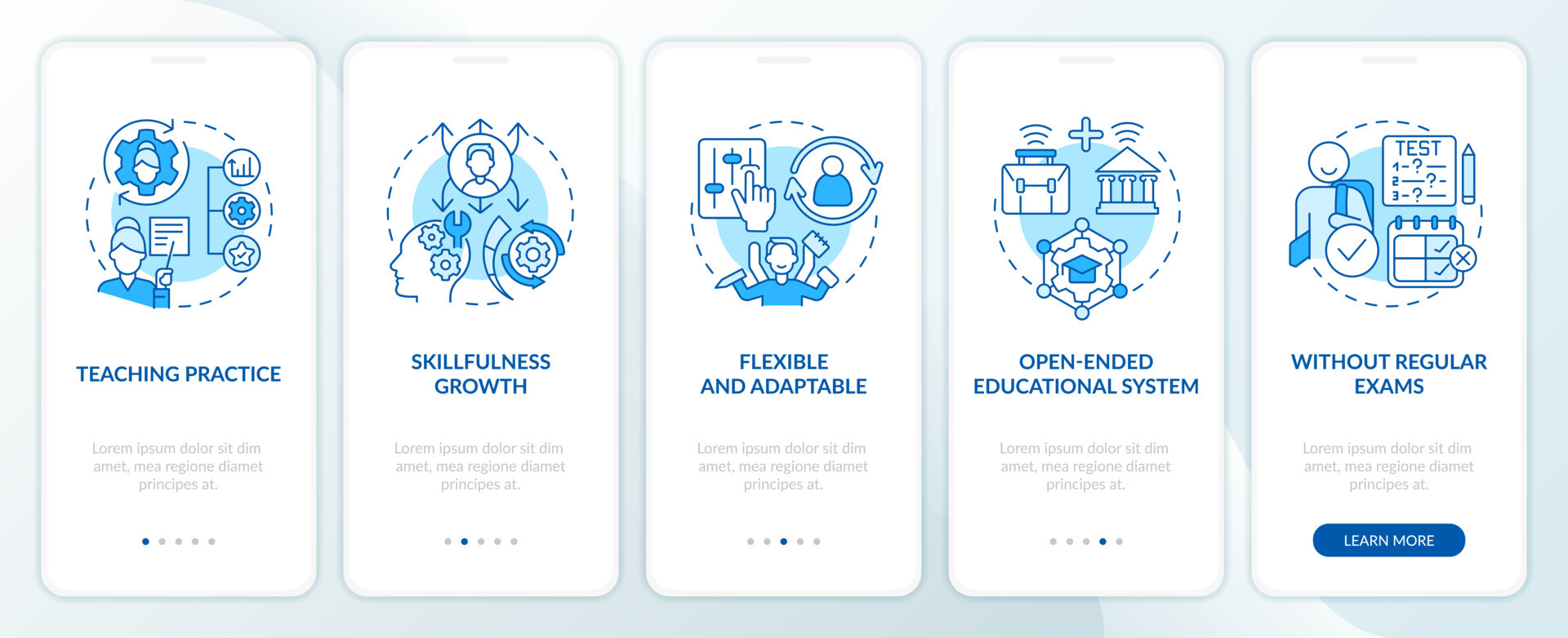 Advantages Of Non Formal Education Blue Onboarding Mobile App Screen