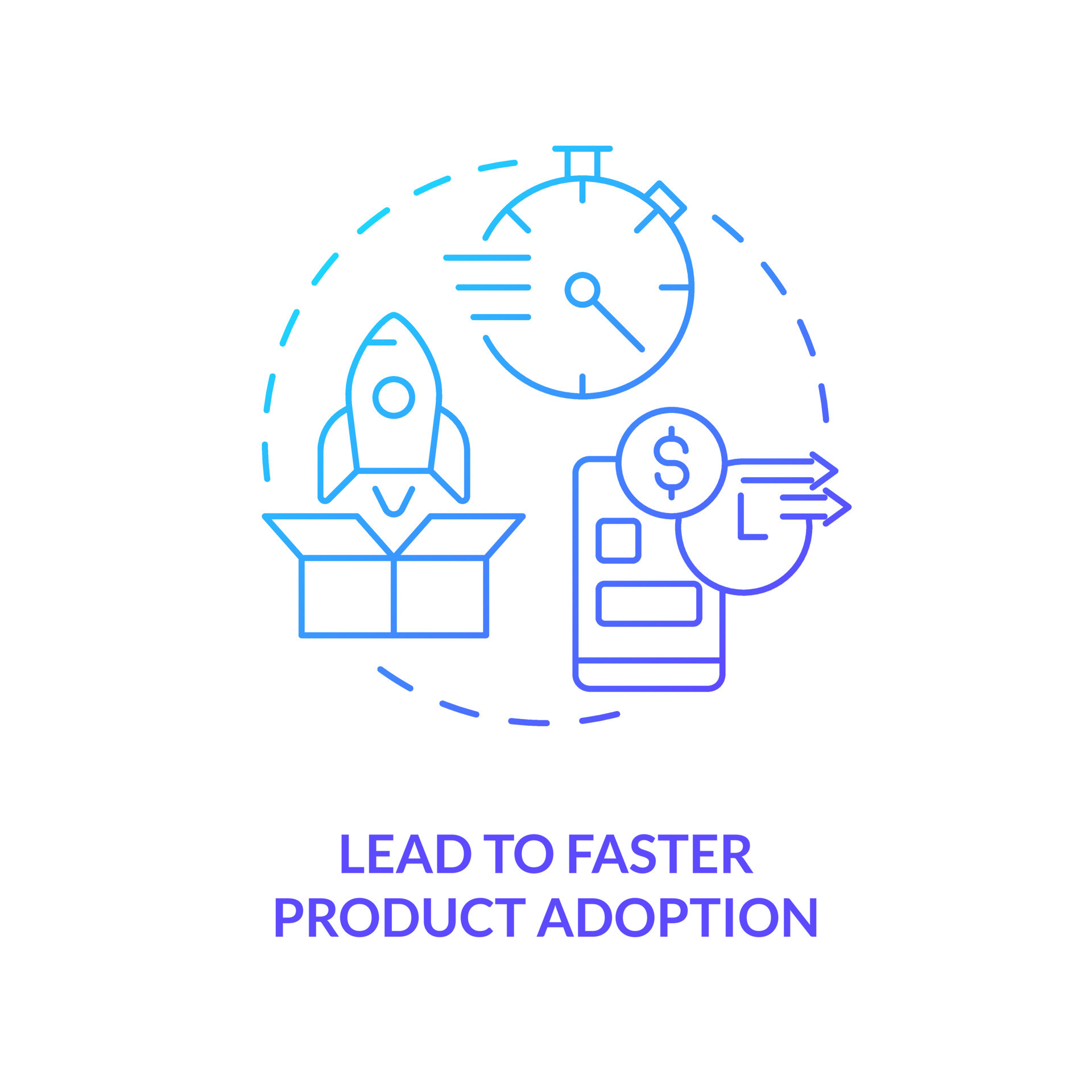 Lead To Accelerate Product Adoption Blue Gradient Concept Icon Web Development Power Of