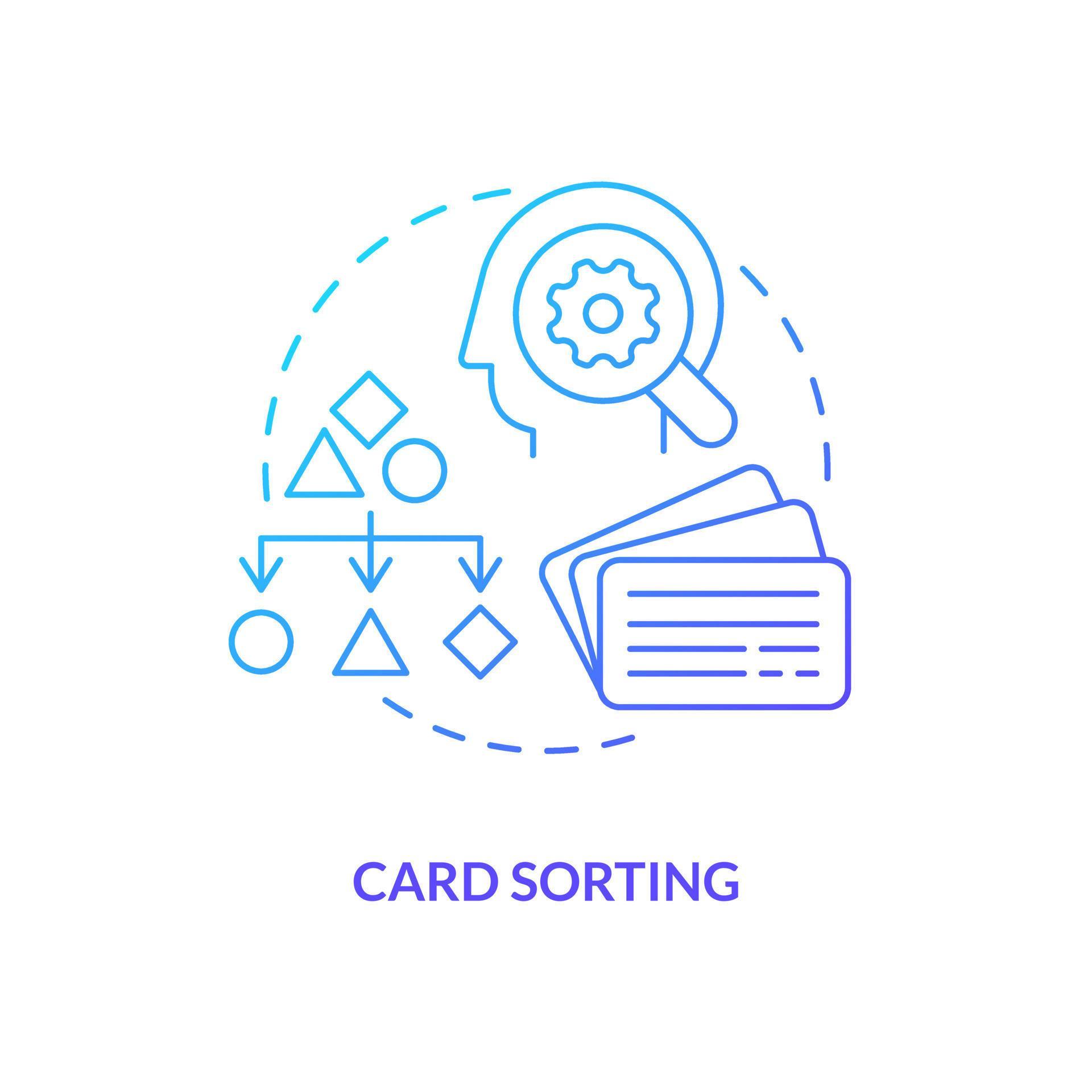 Card sorting blue gradient concept icon. User interface design. Web ...