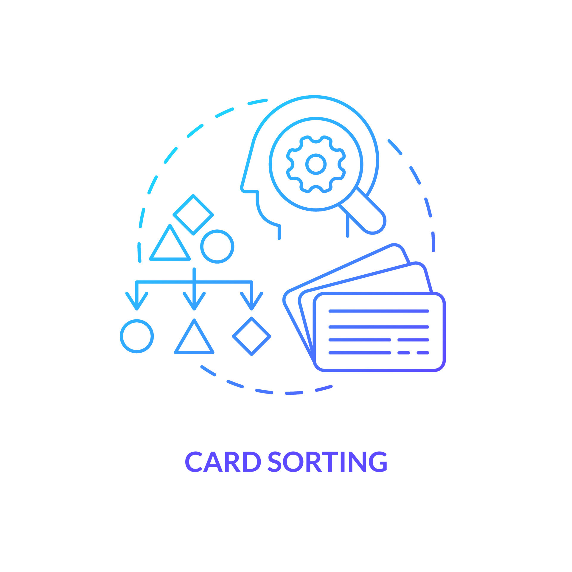 Card Sorting Blue Gradient Concept Icon User Interface Design Web Development Mental Model In