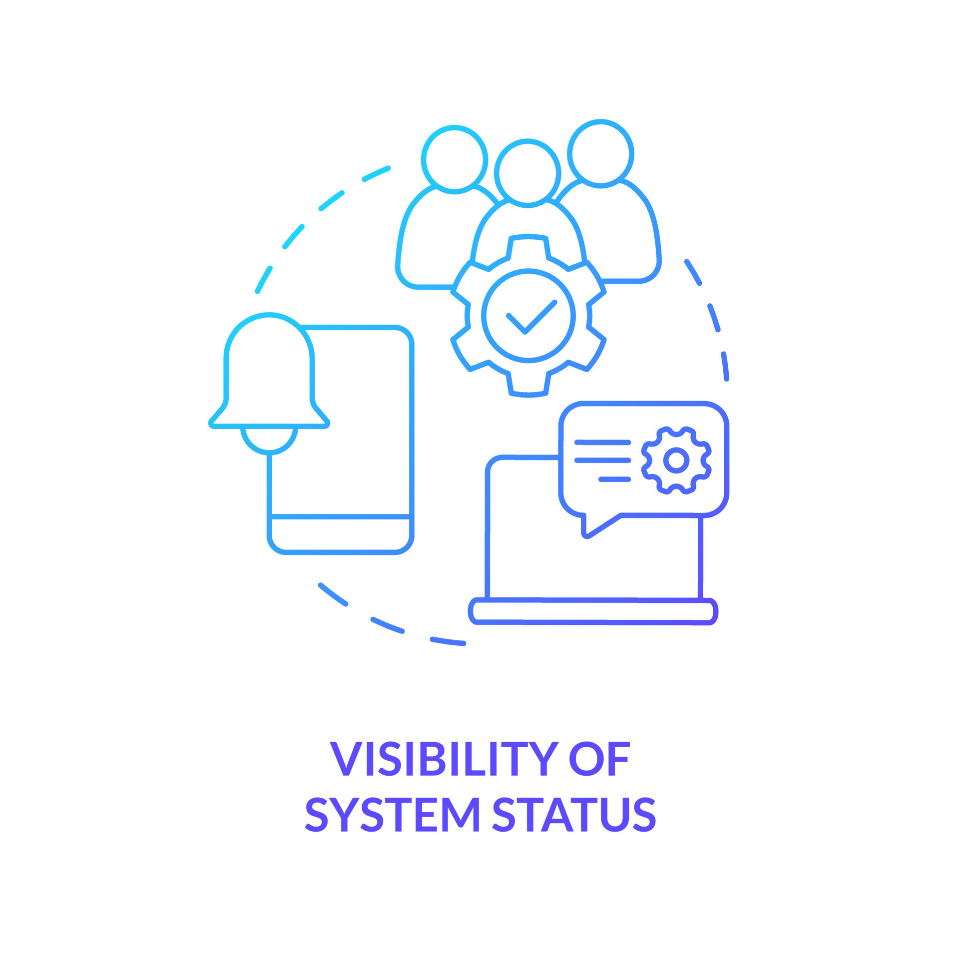 System status visibility blue gradient concept icon. Improve user experience. UX design ...