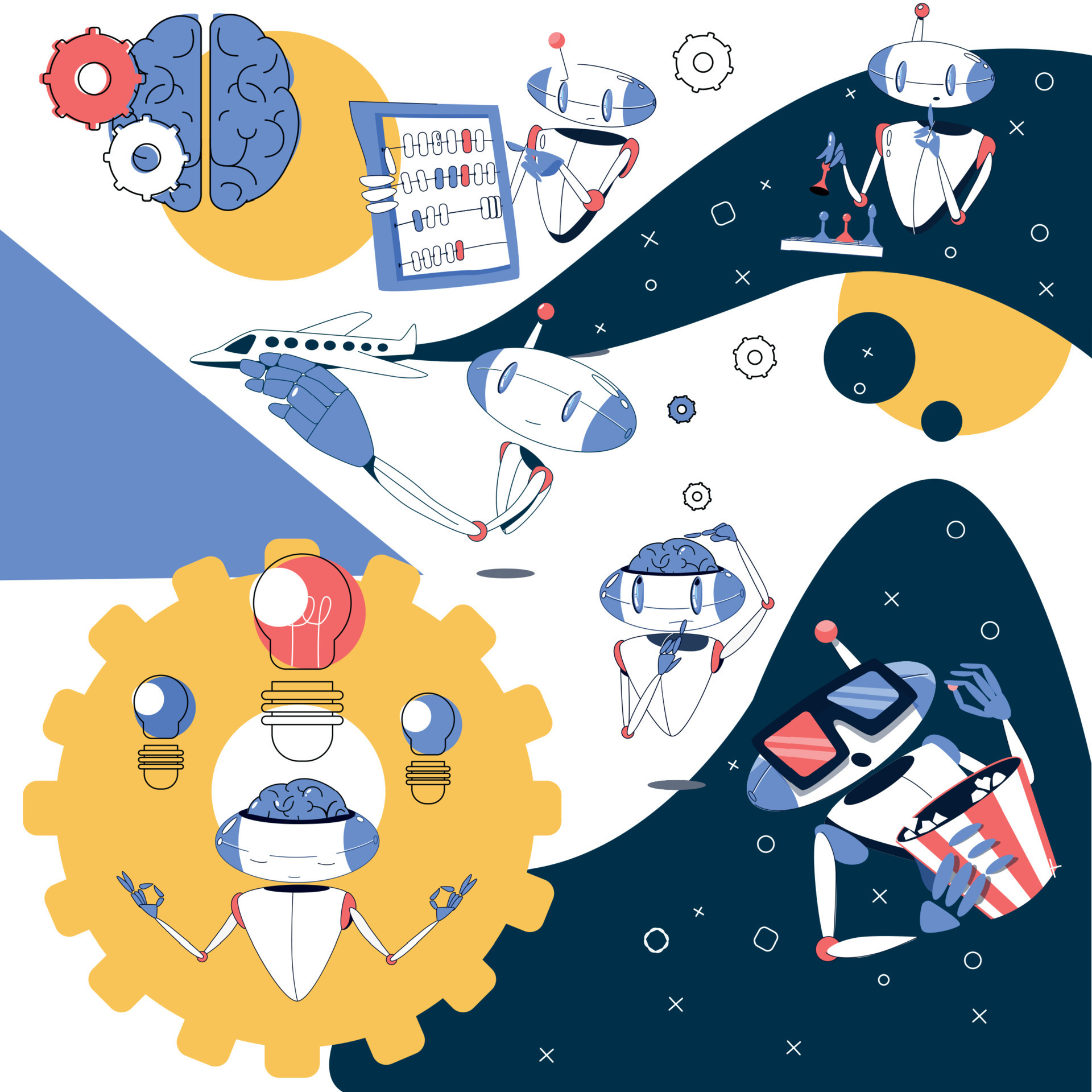 Artificial Intelligence Flat Collage Composition 21841721 Vector Art at ...