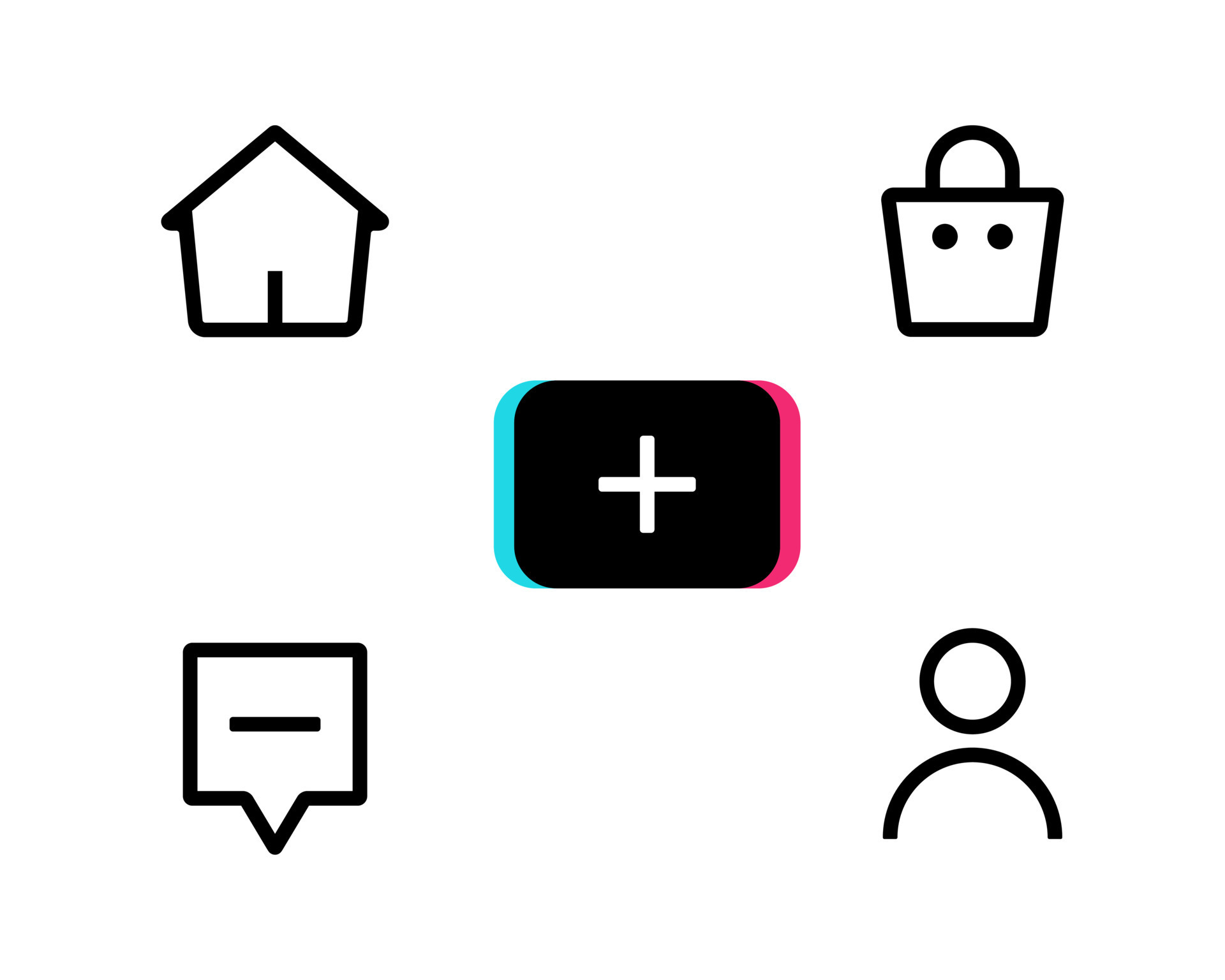 Home, shop, create, inbox, and profile icon vector. Social media ... Home, shop, create, inbox, and profile icon vector. Social media ...