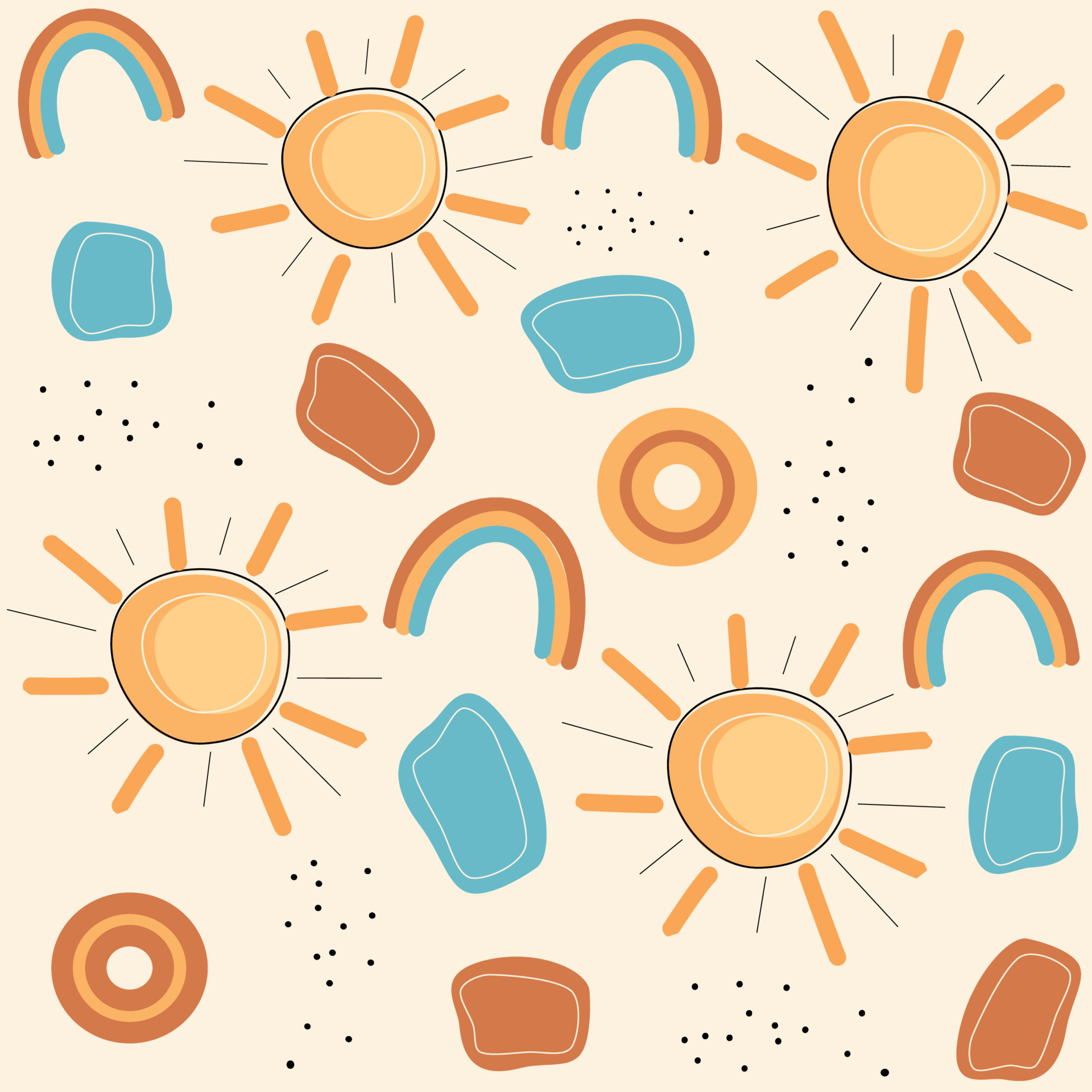 Cute colourful minimalist hand drawn seamless vector pattern background ...