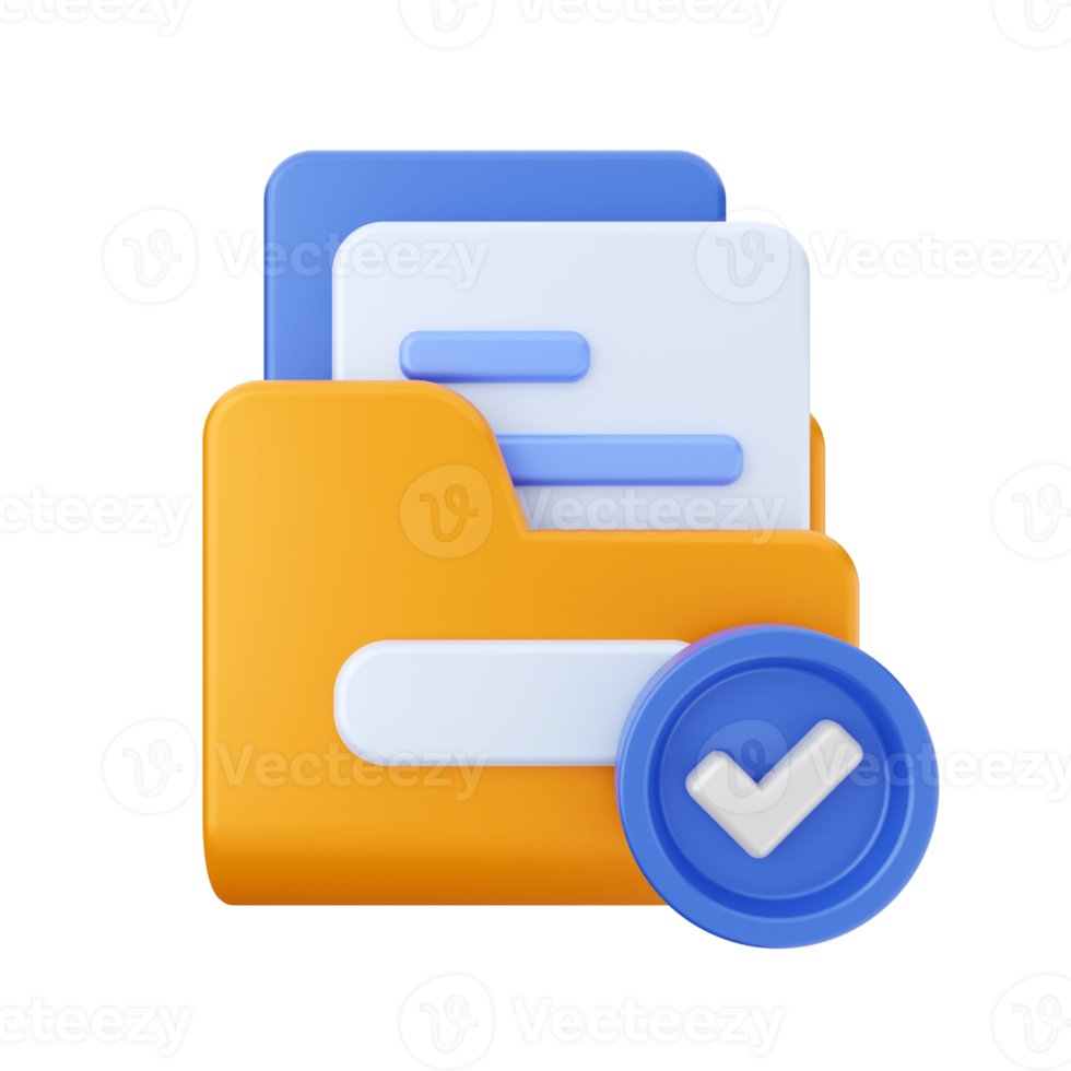 3d file folder check icon illustration 21844147 PNG