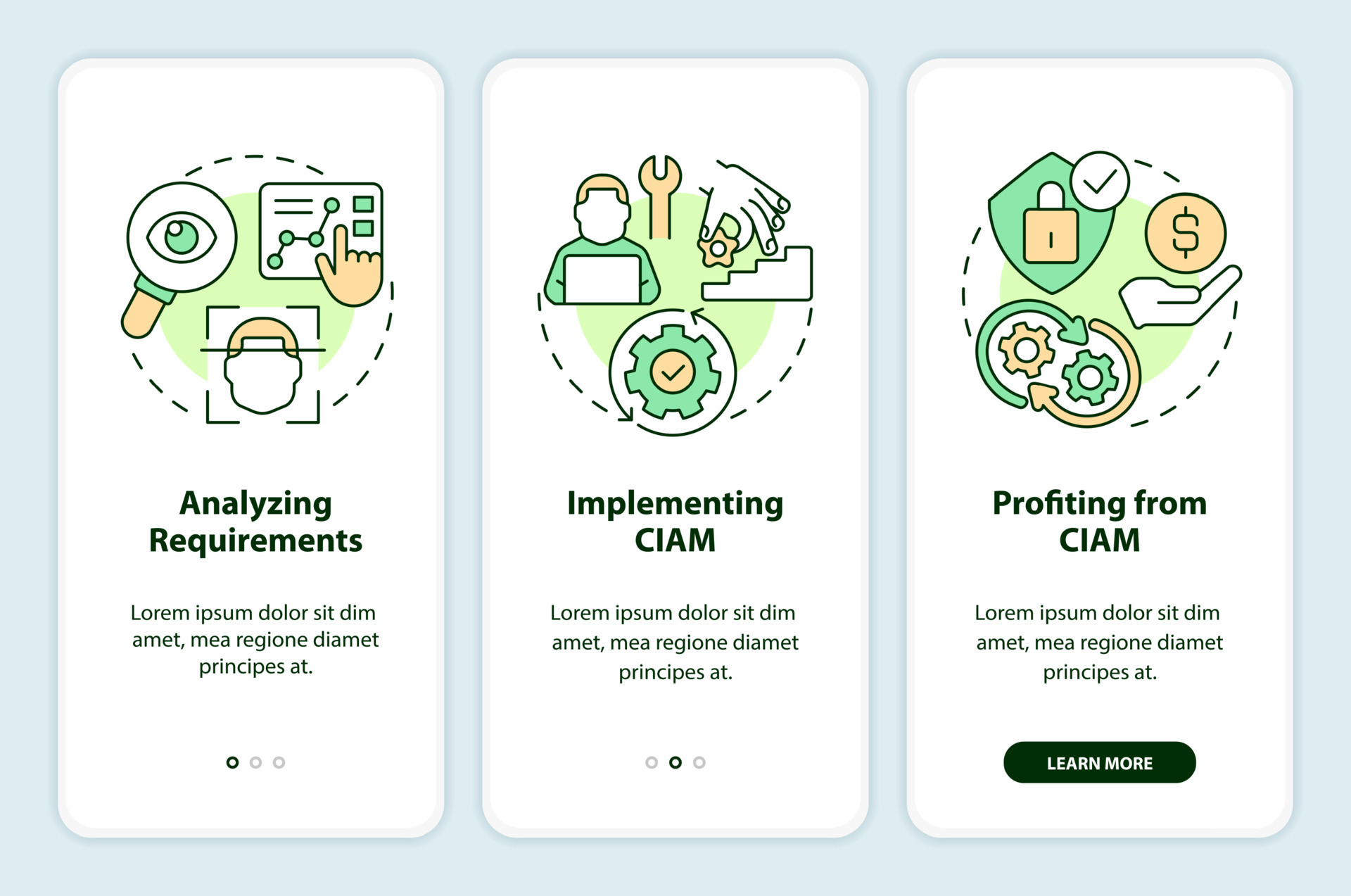Implementing Ciam Onboarding Mobile App Screen Business Improvement Walkthrough 3 Steps