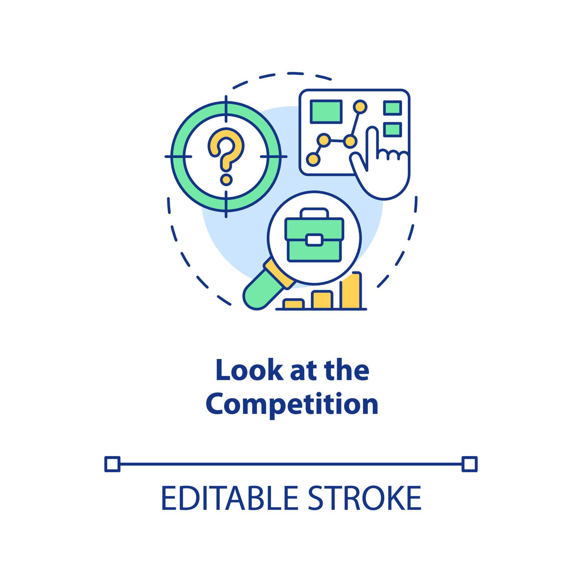 Competitors research concept icon. Business differentiation. Home based startup tip abstract ...