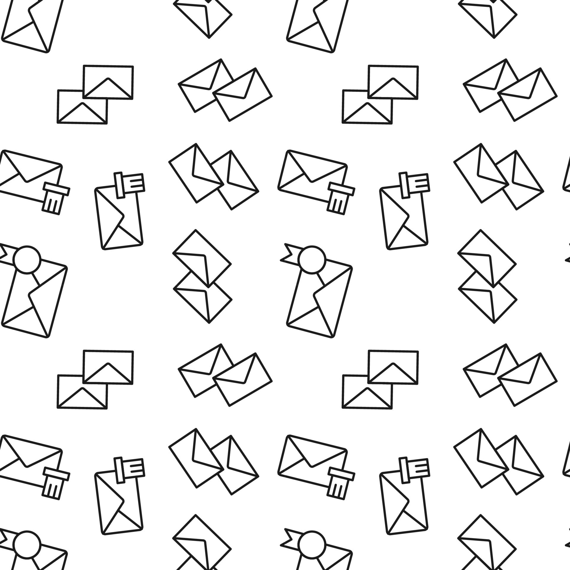 Seamless vector repeating pattern of envelop with mark and delete sign ...
