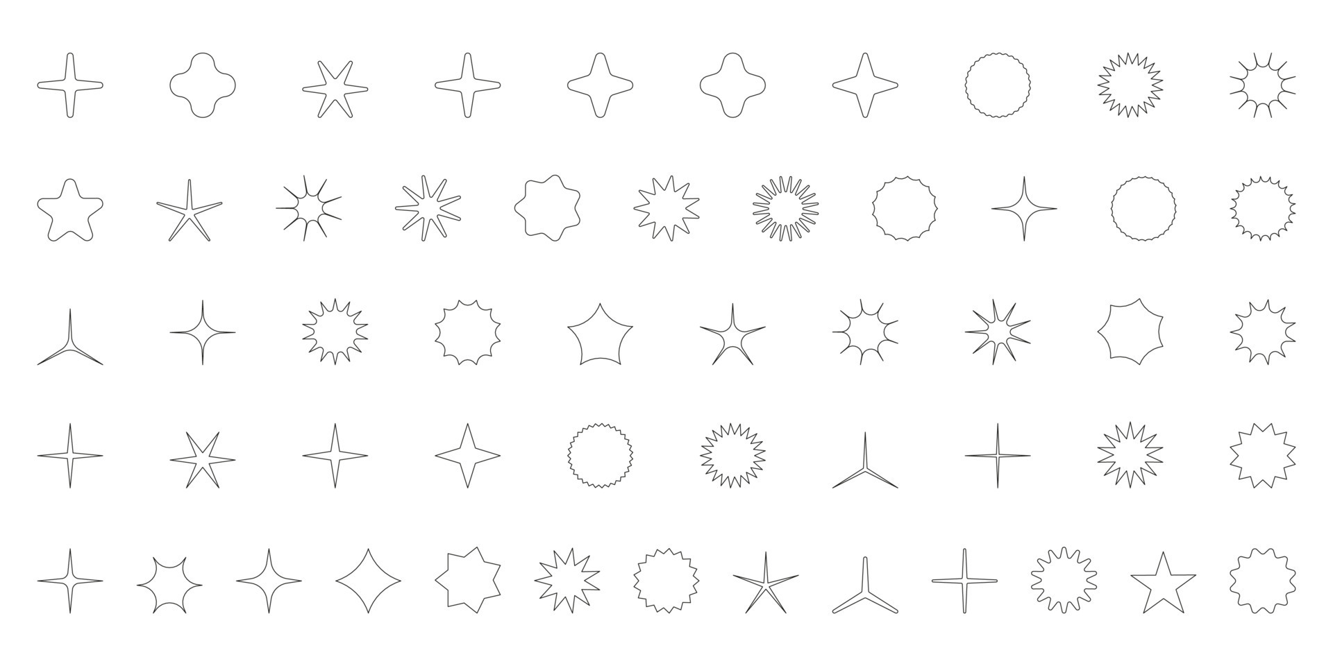 Simple Minimalistic Outline Elements Abstract Brutalist Geometric