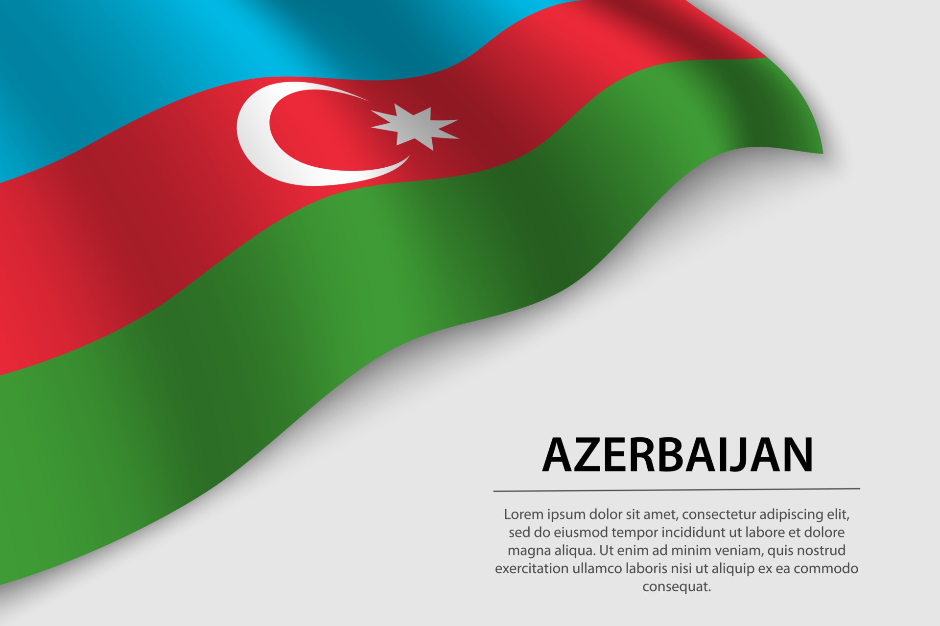 Wave flag of Azerbaijan on white background. Banner or ribbon ve 21849273 Vector Art at Vecteezy