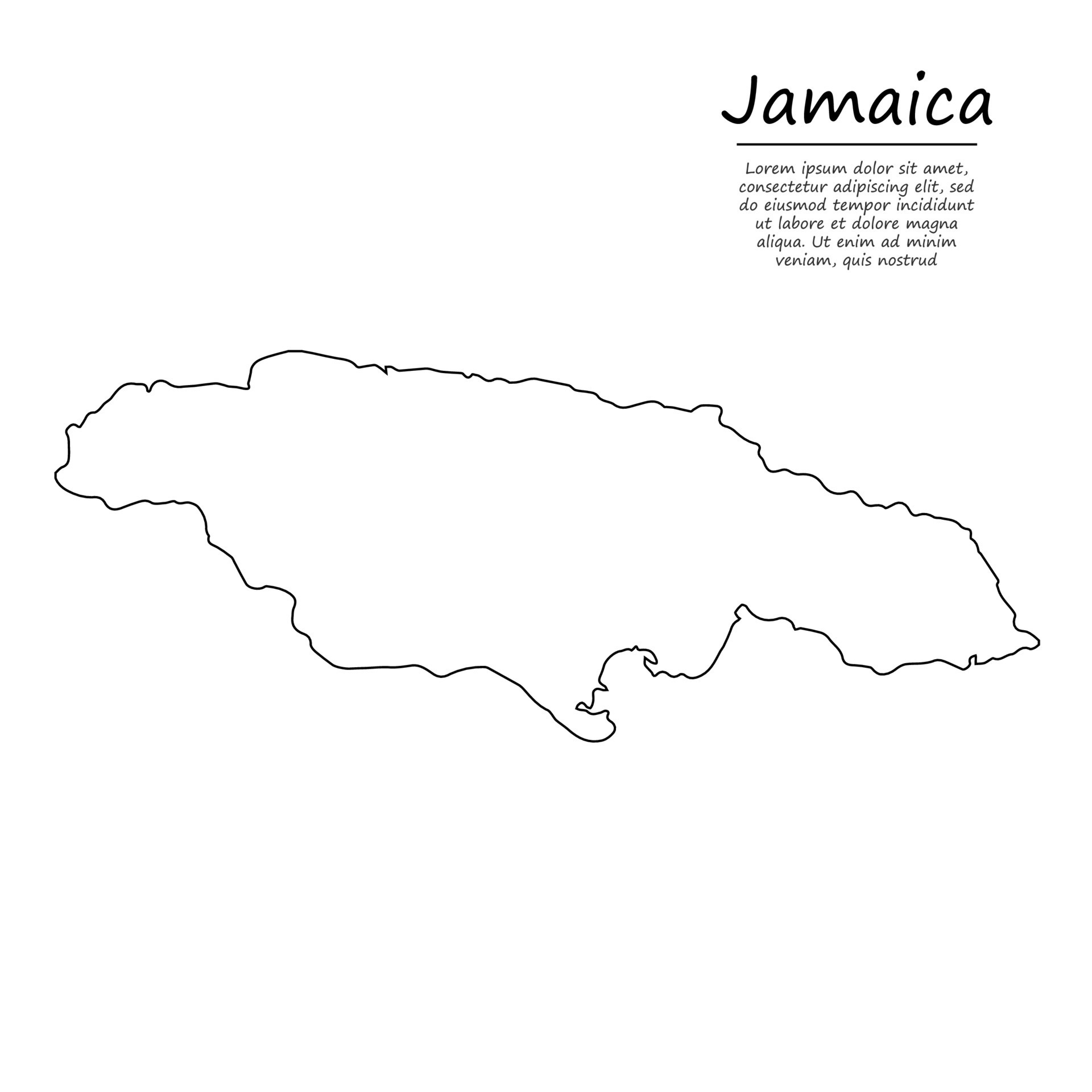 Simple outline map of Jamaica, silhouette in sketch line style 21850179 ... Simple outline map of Jamaica, silhouette in sketch line style 21850179 ...