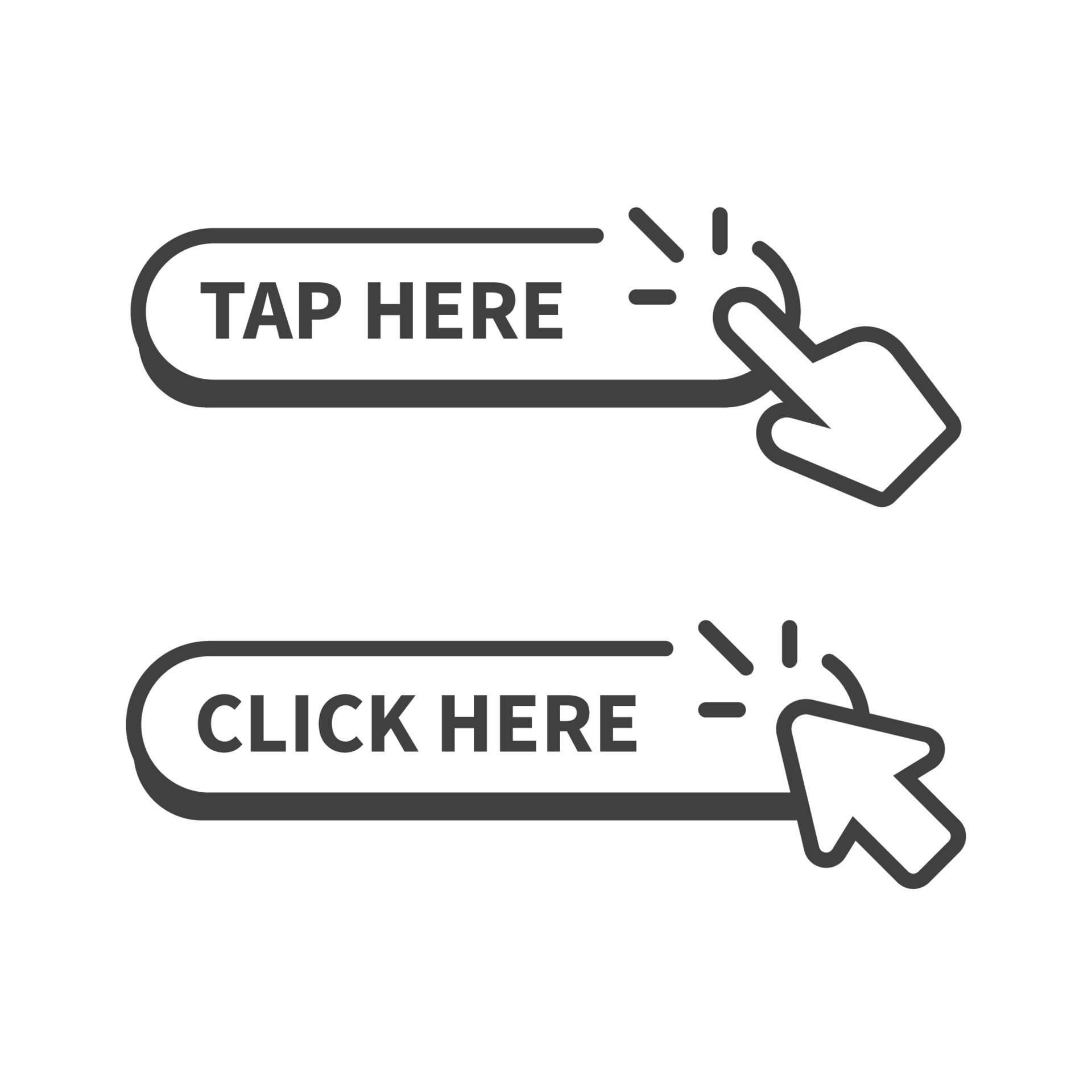 Tap and Click here button concept illustration line icon design ... Tap and Click here button concept illustration line icon design ...