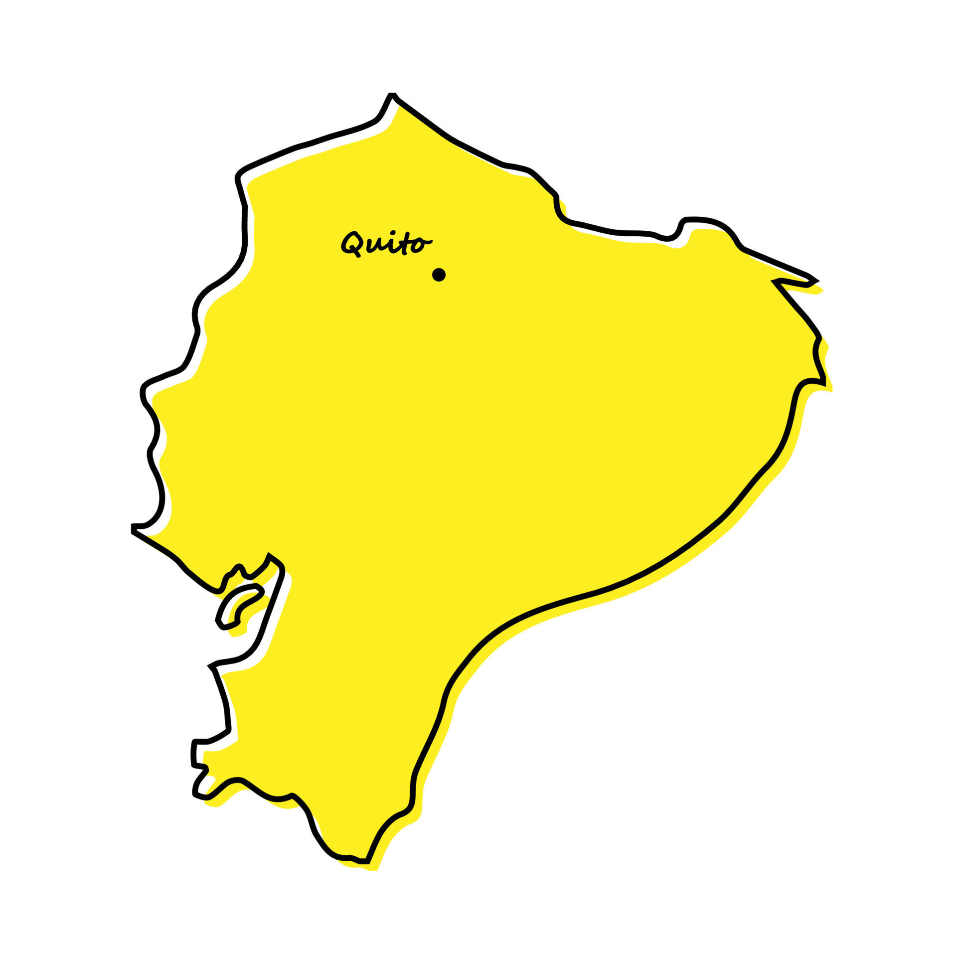 Simple outline map of Ecuador with capital location 21852474 Vector Art ...