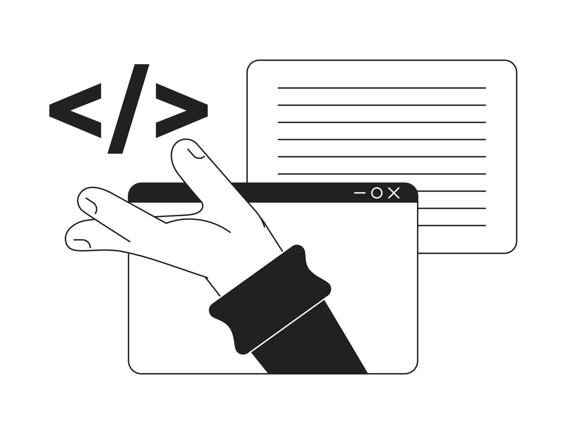 Creating Website Script Black And White Concept Vector Spot