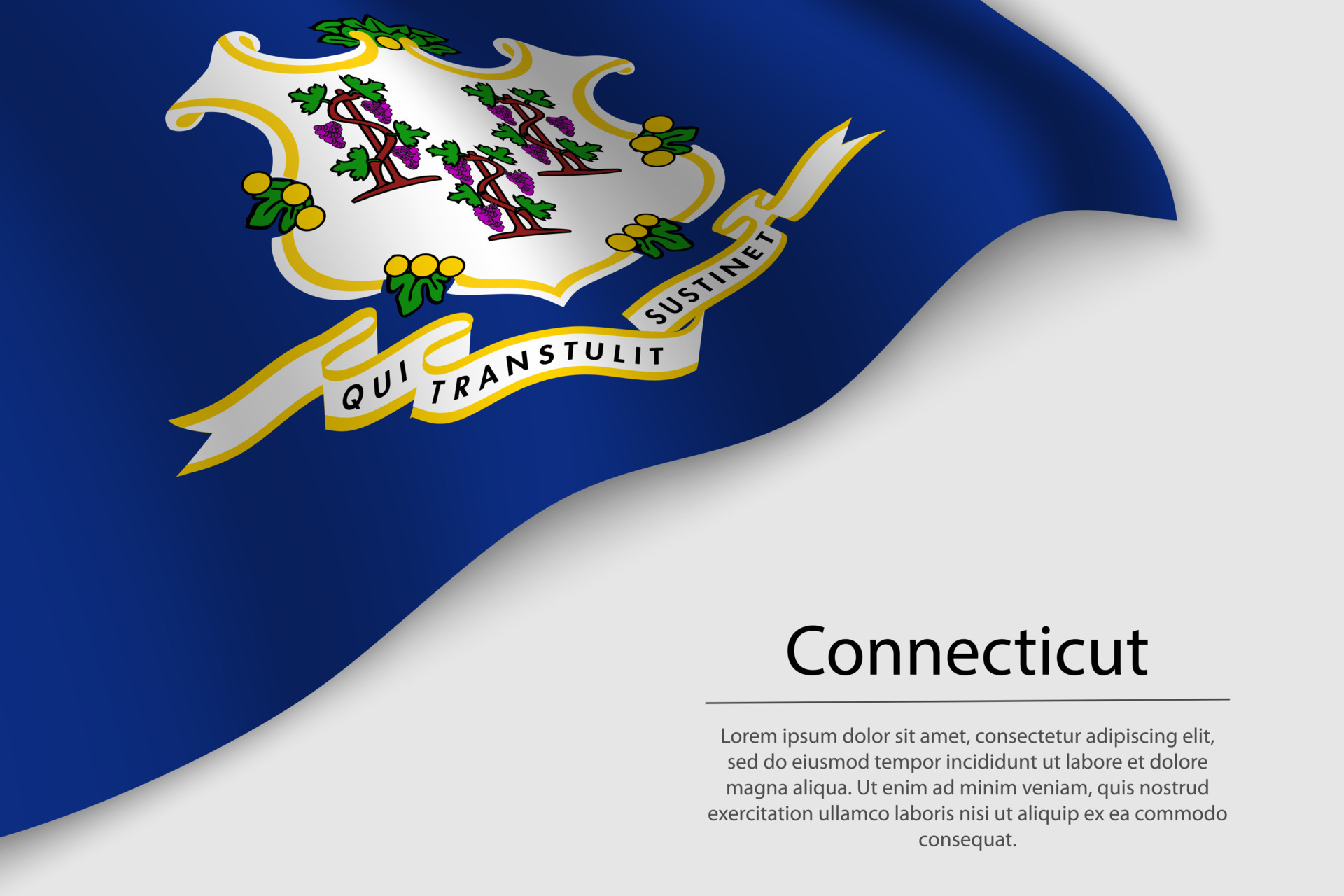 Wave flag of Connecticut is a state of United States. 21852618 Vector ...