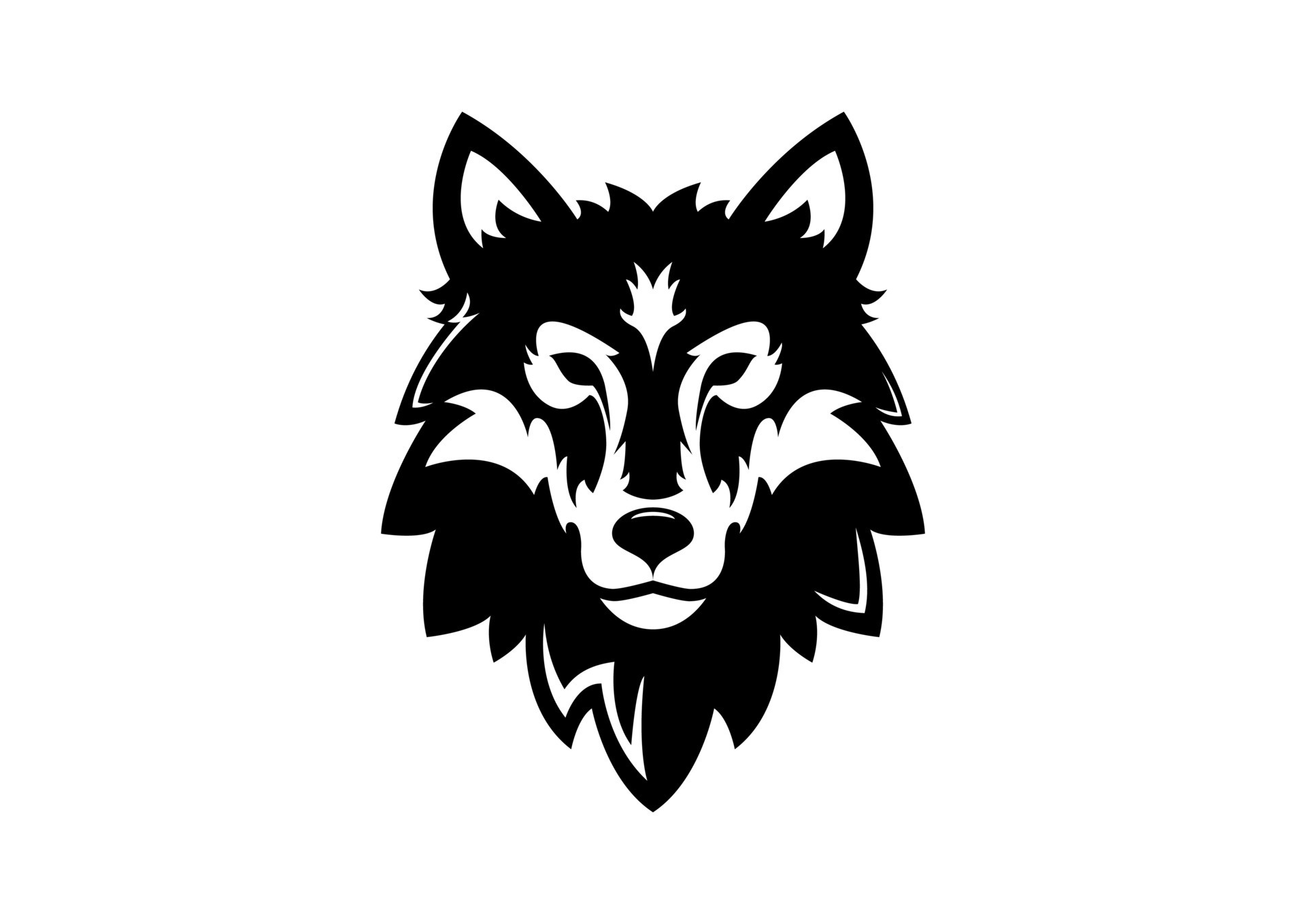 Wolf Head Icon Logo Flat Design Vector. Black Wolf Head 21853872 Vector ...