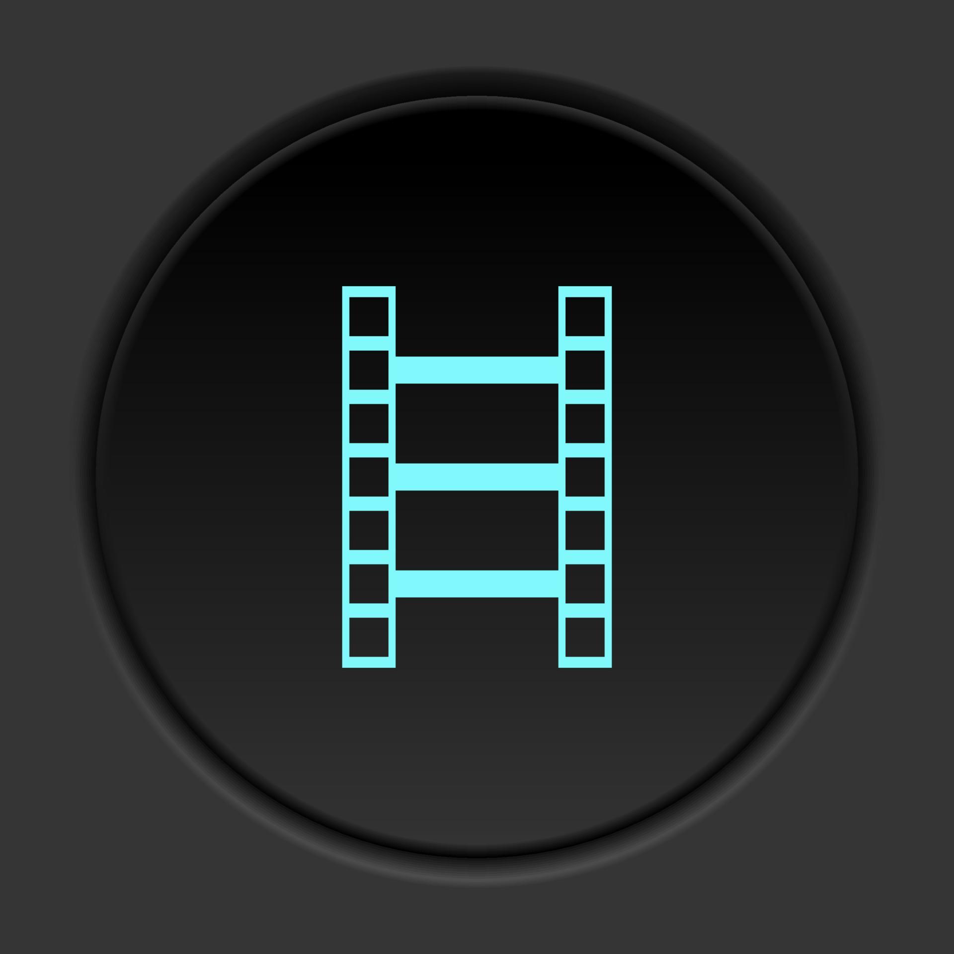 Dark button icon movie script. Button banner round badge interface for application illustration ...