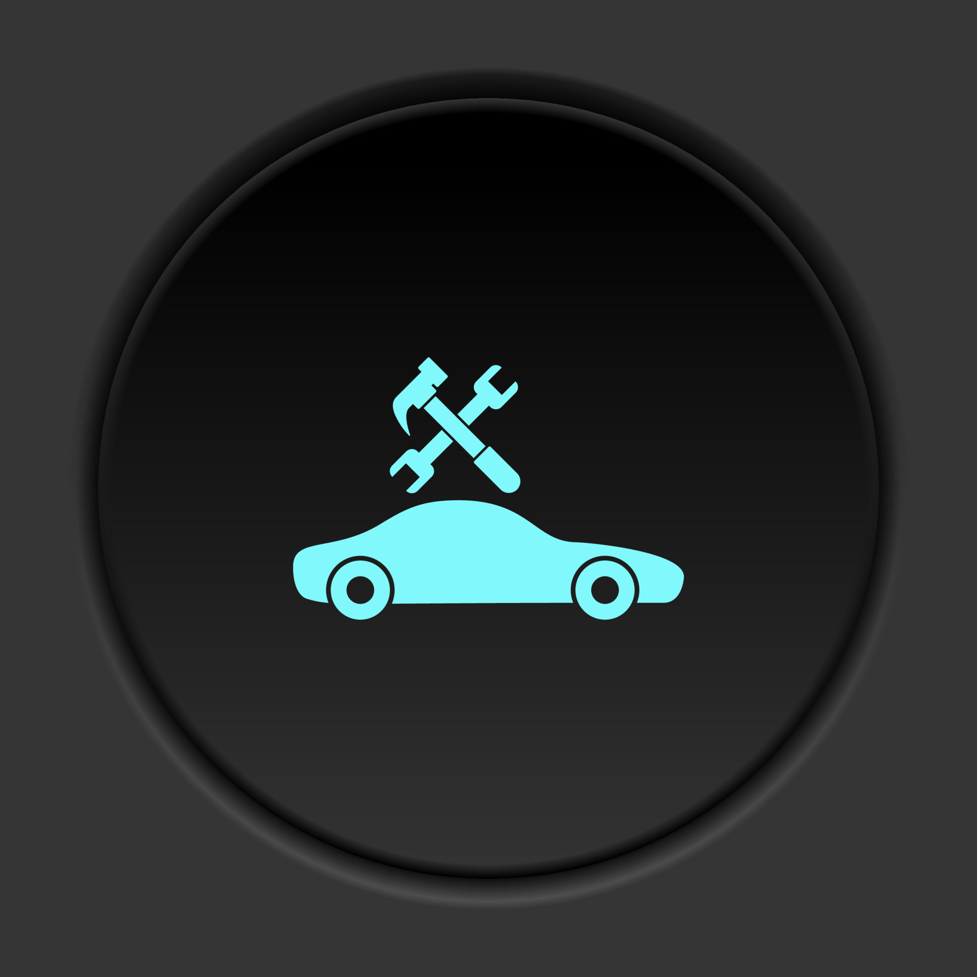Dark Button Icon Hammer Options Car Button Banner Round Badge Interface For Application