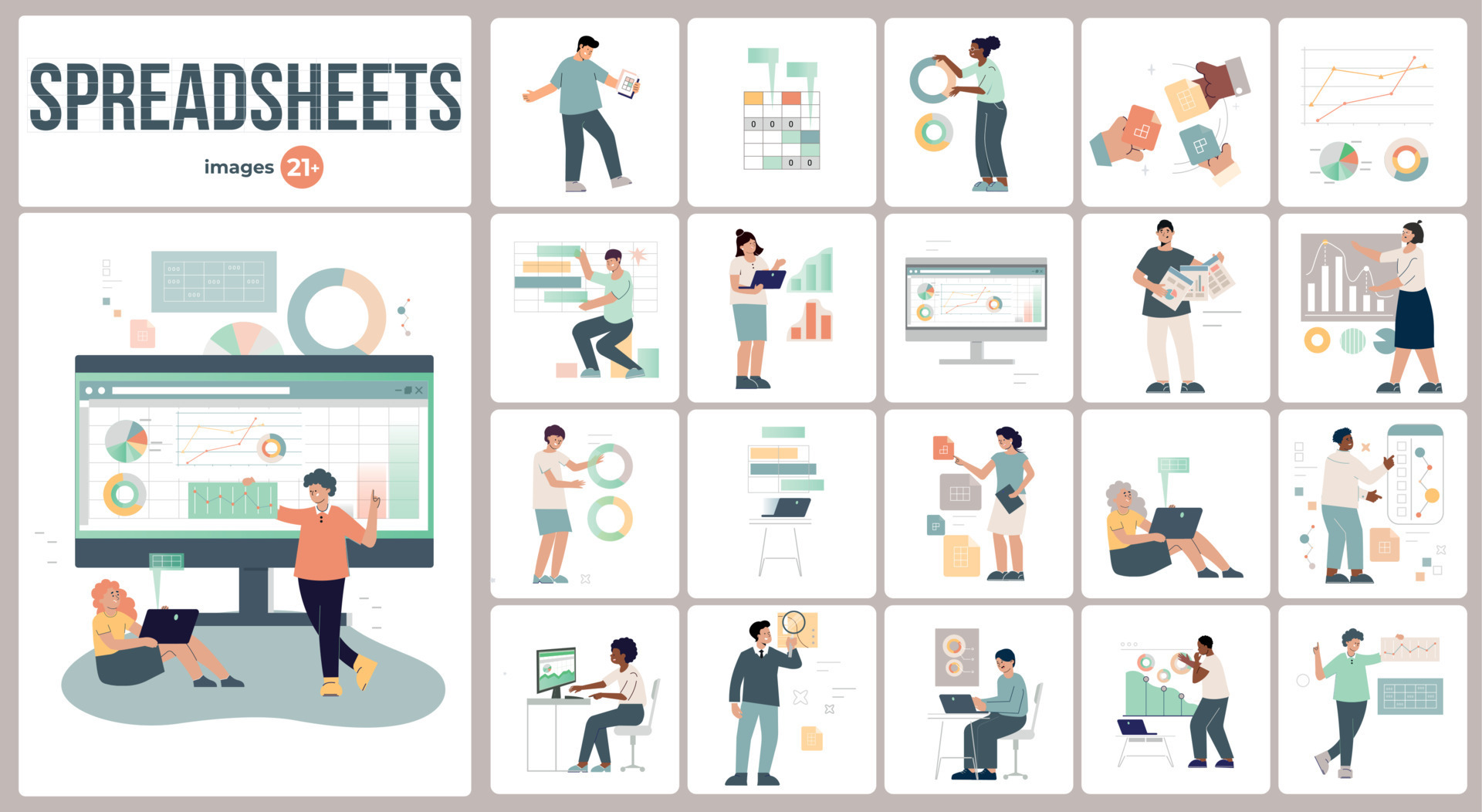 Spreadsheets Flat Composition 21855698 Vector Art at Vecteezy