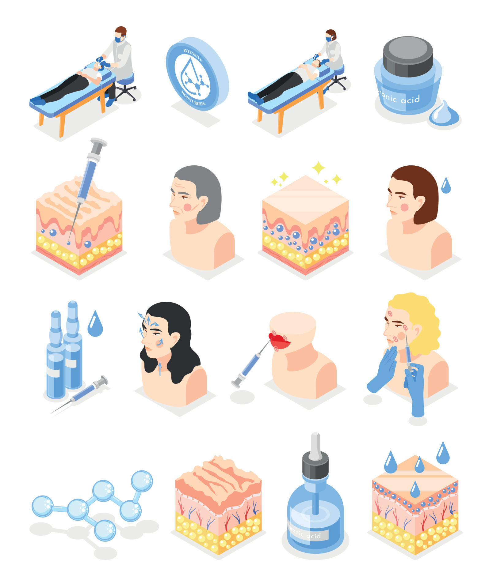 Hyaluronic Acid Icon Set 21855914 Vector Art at Vecteezy
