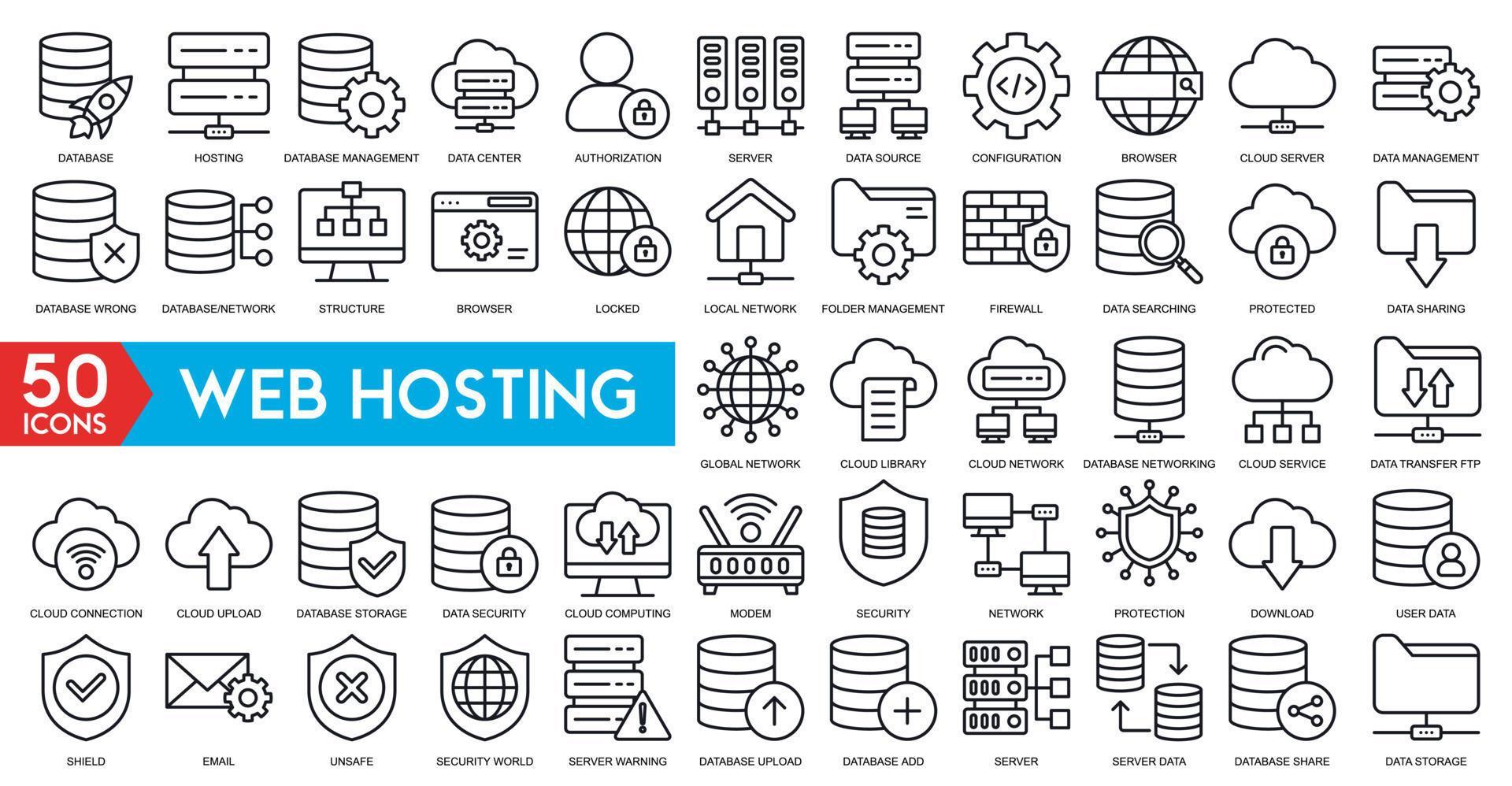 Web Hosting Server Icon With Internet Cloud Storage Computing Network Connection Sign 21856198