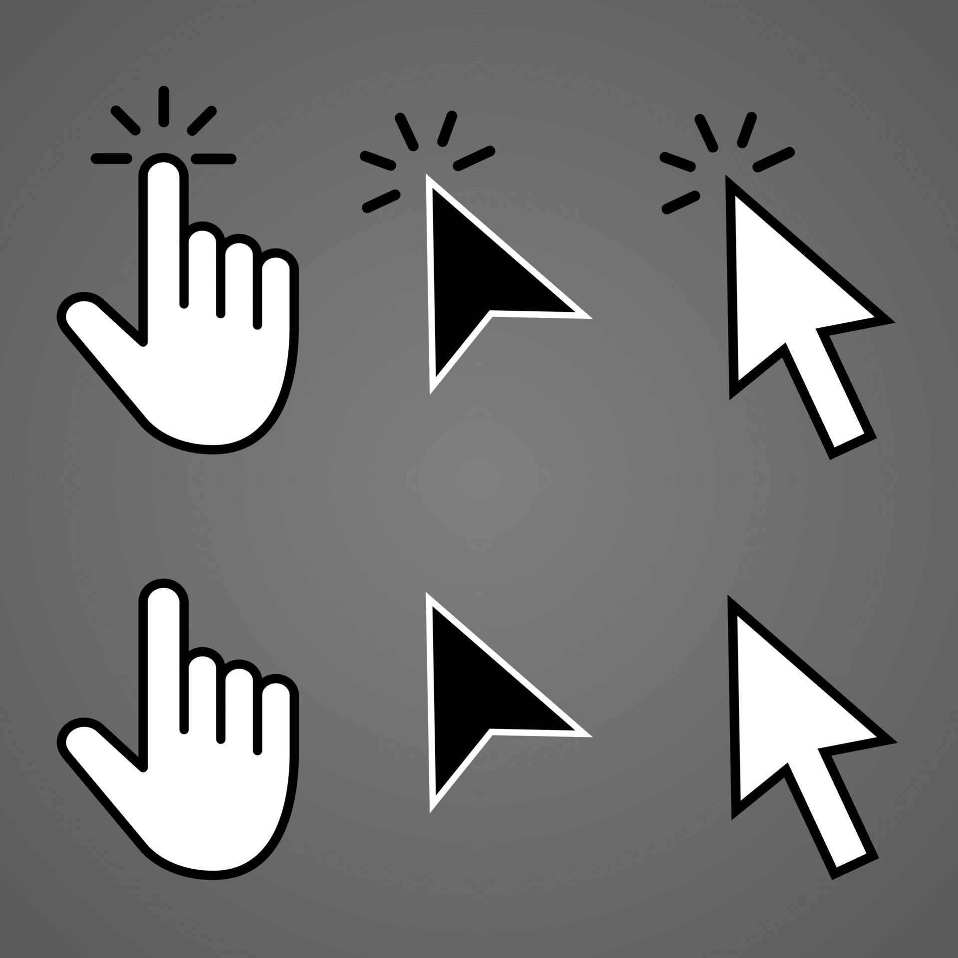 Click icon isolated on black background, cursor symbol modern, simple ...