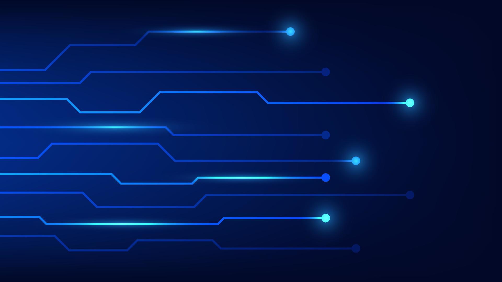 Hi tech digital circuit board. AI pad and electrical lines connected on blue lighting background ...