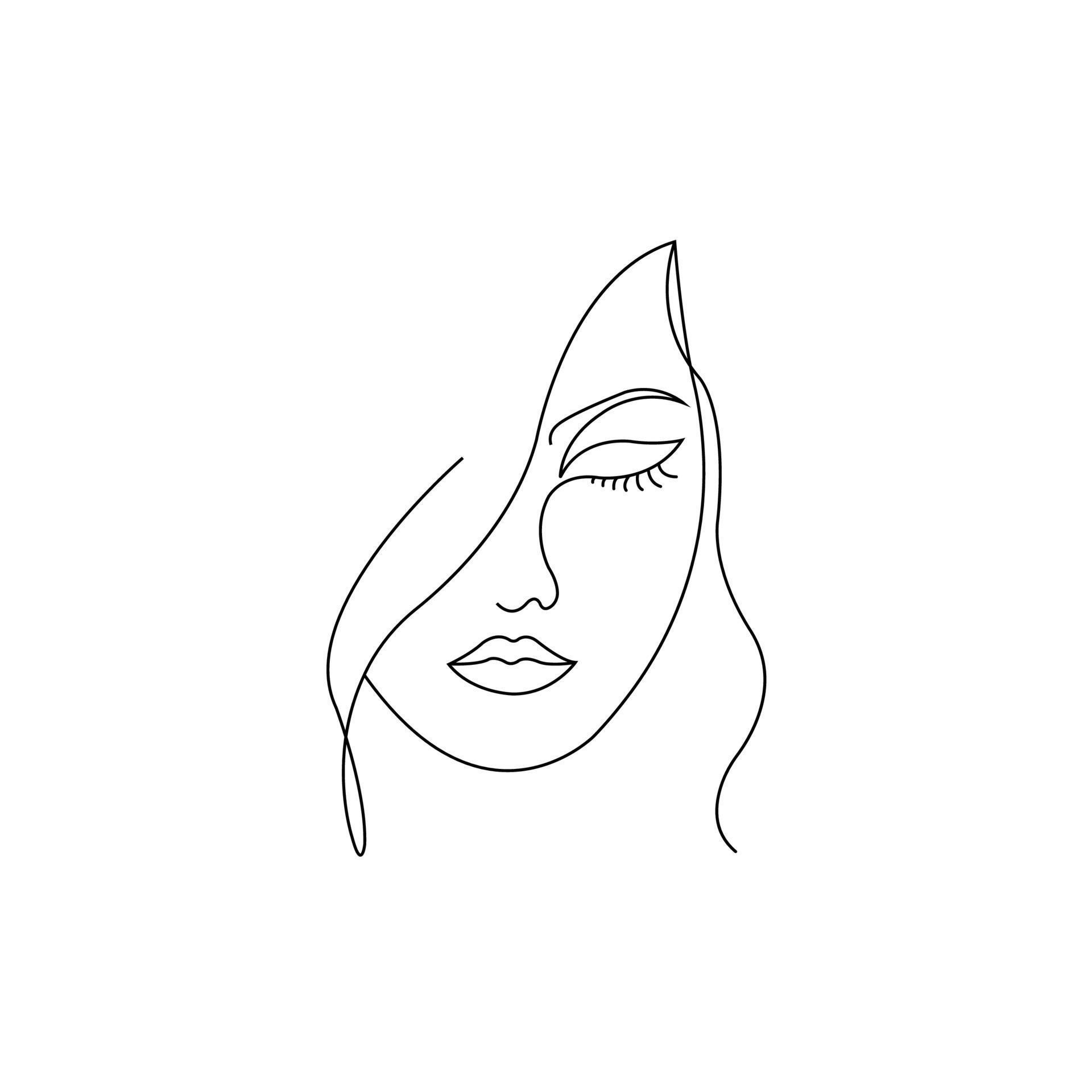 Girl Face Continuous Line Art 21861054 Vector Art at Vecteezy