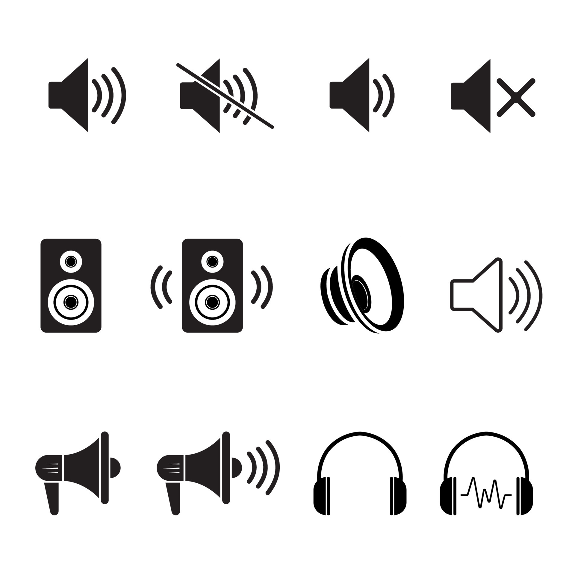 Speaker Icons, Headphone Icons, Sound Icons Vector 21861057 Vector Art at Vecteezy