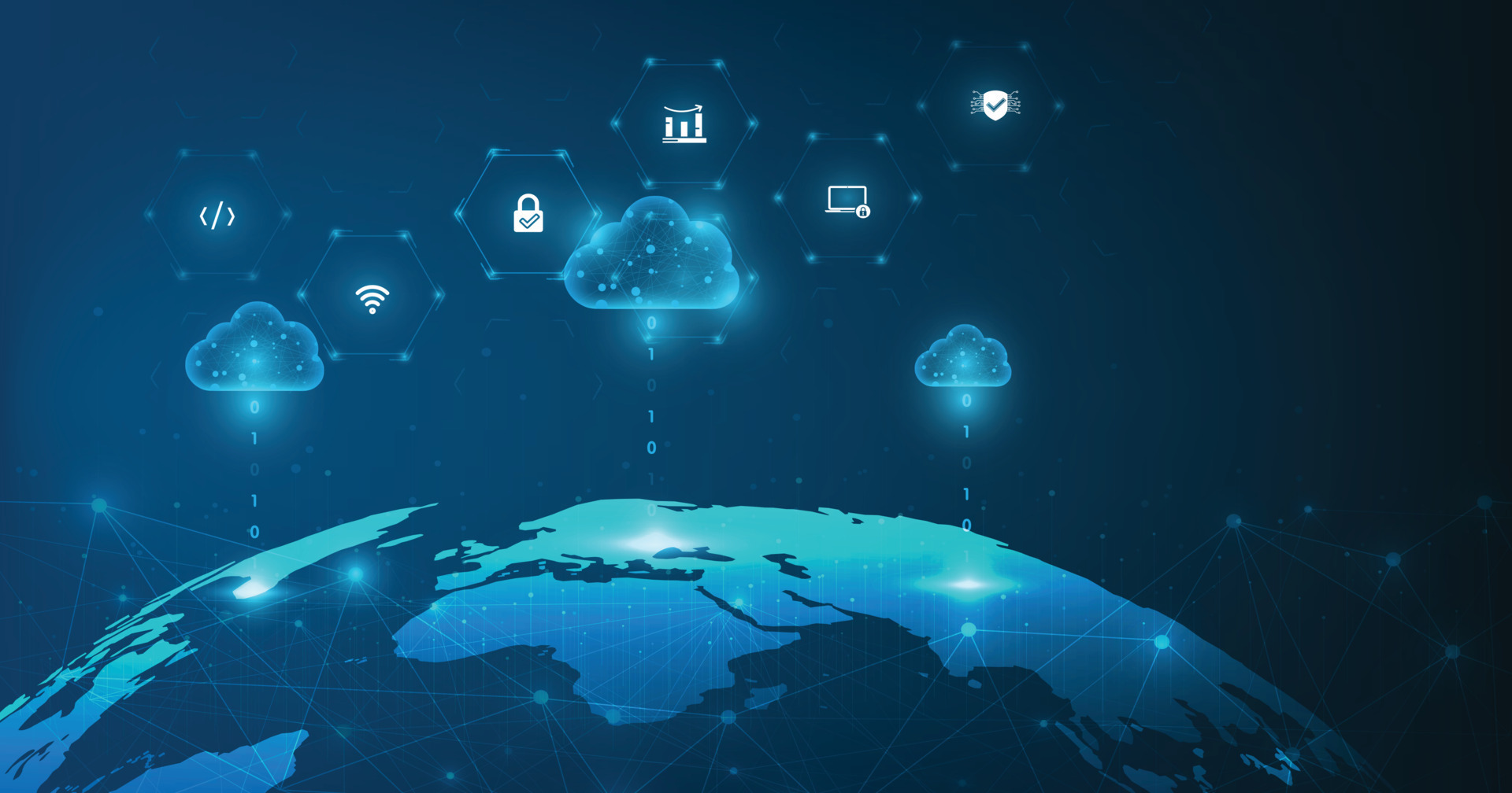 Concept Of Cloud Computing Security Technology Background Vector Illustration Of Business