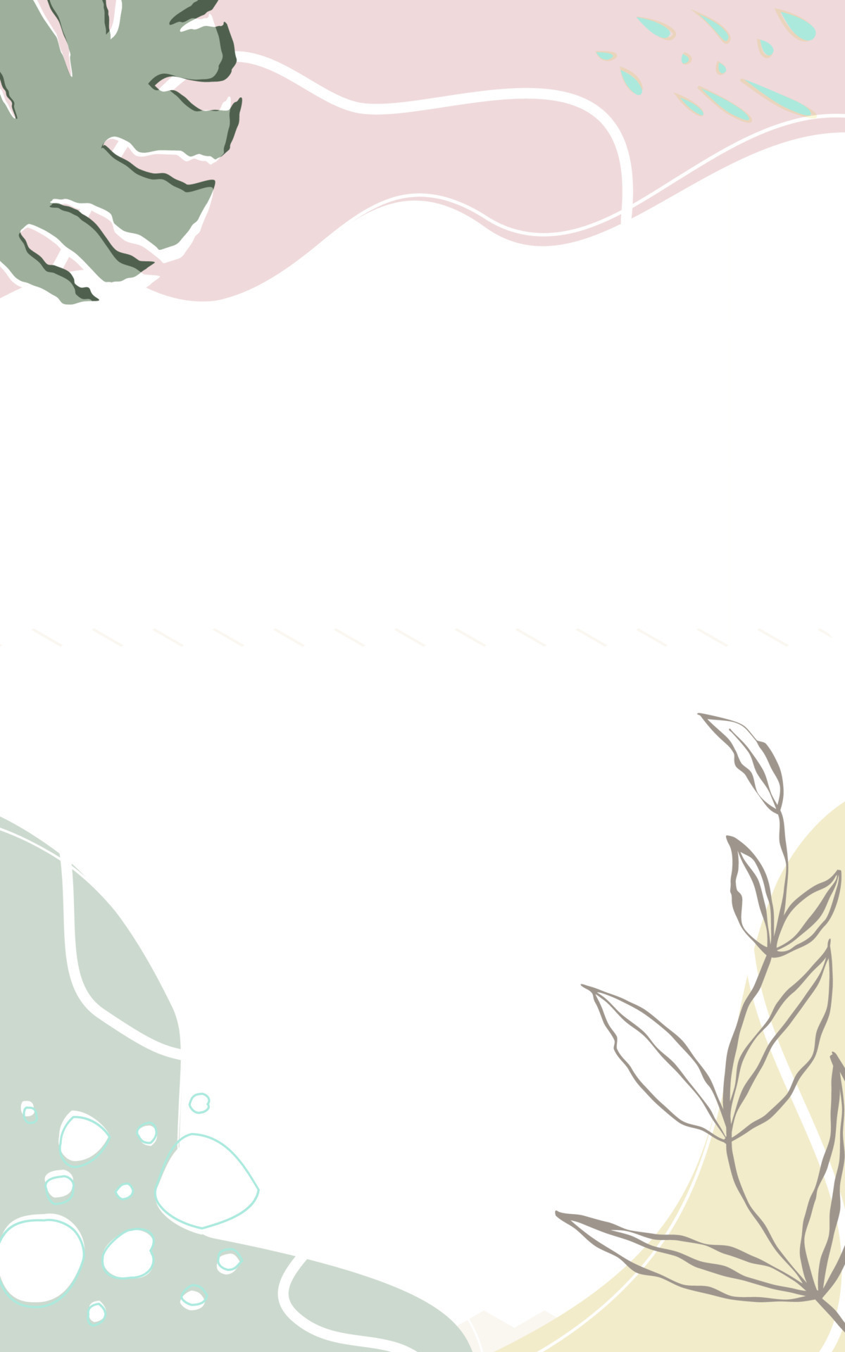 Contemporary Abstract Design Port Art Vector With Minimal Pastel Elements Such As Leafs Lines