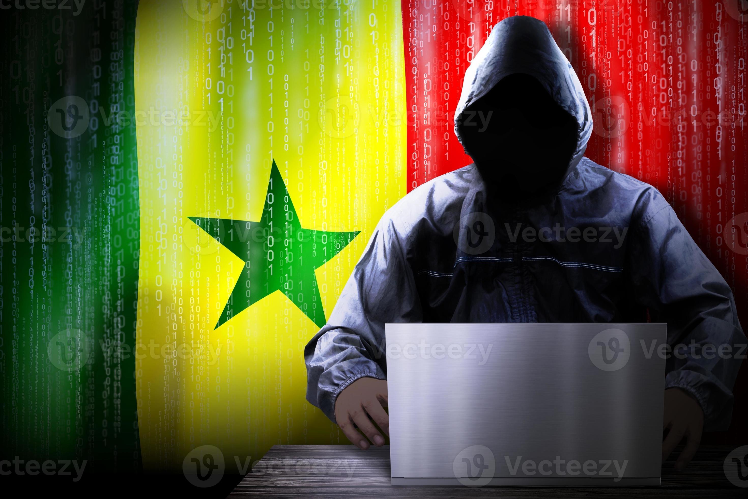 Anonymous Hooded Hacker and Flag Of Senegal, Binary Code - Cyber Attack Concept 21864105 Stock ...